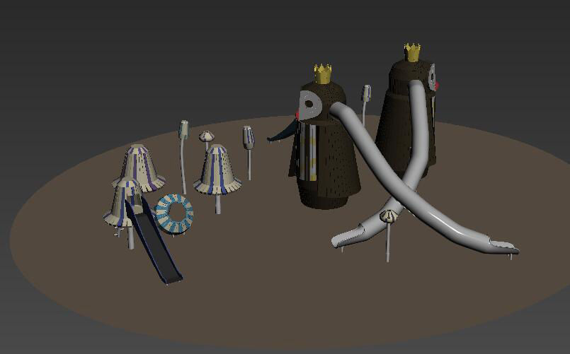 Wooden Owl Playground Set 3D model | CGTrader