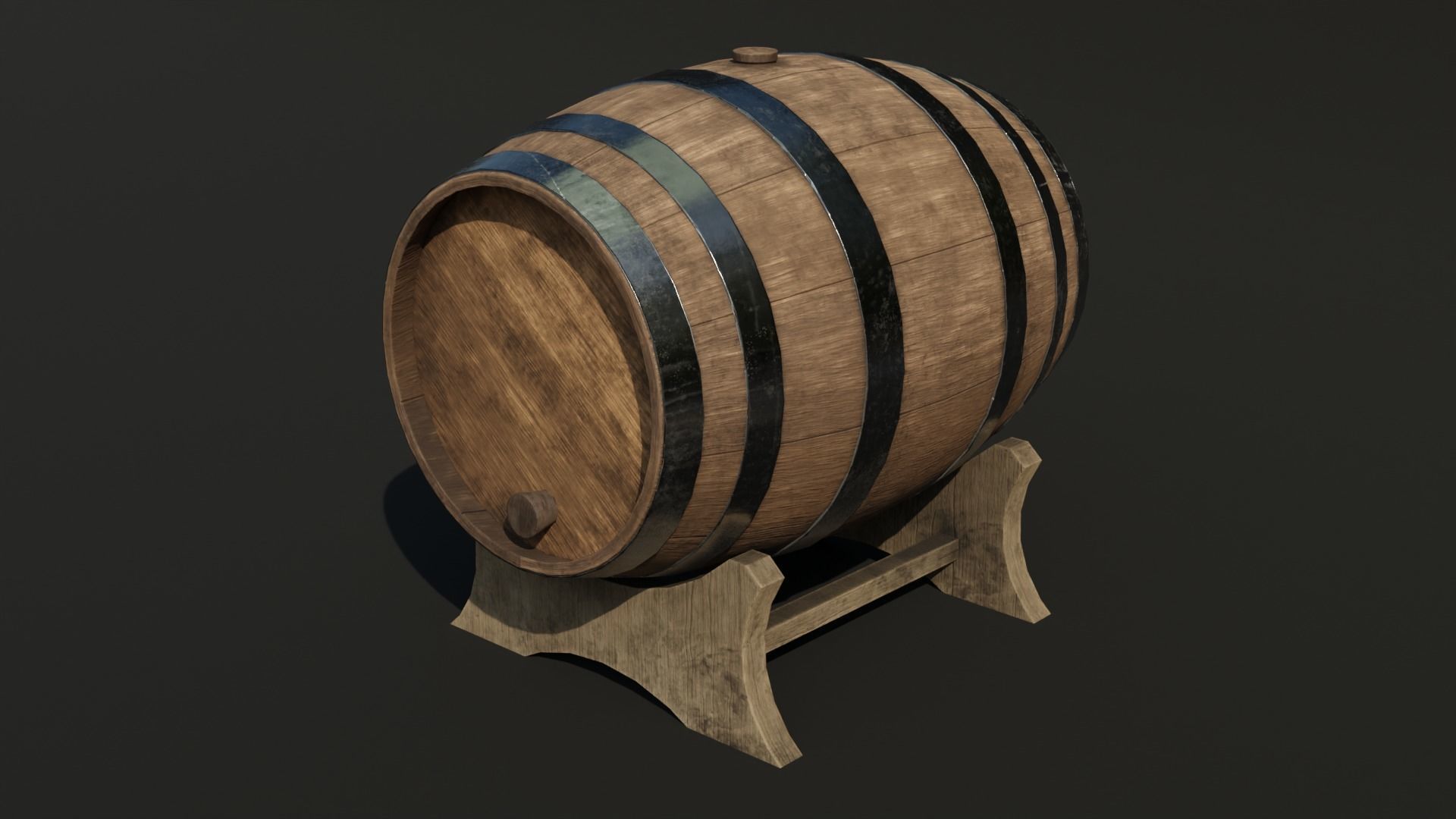 Wood-Barrel LowPoly wooden wine barrel free VR / AR / low-poly 3D model ...