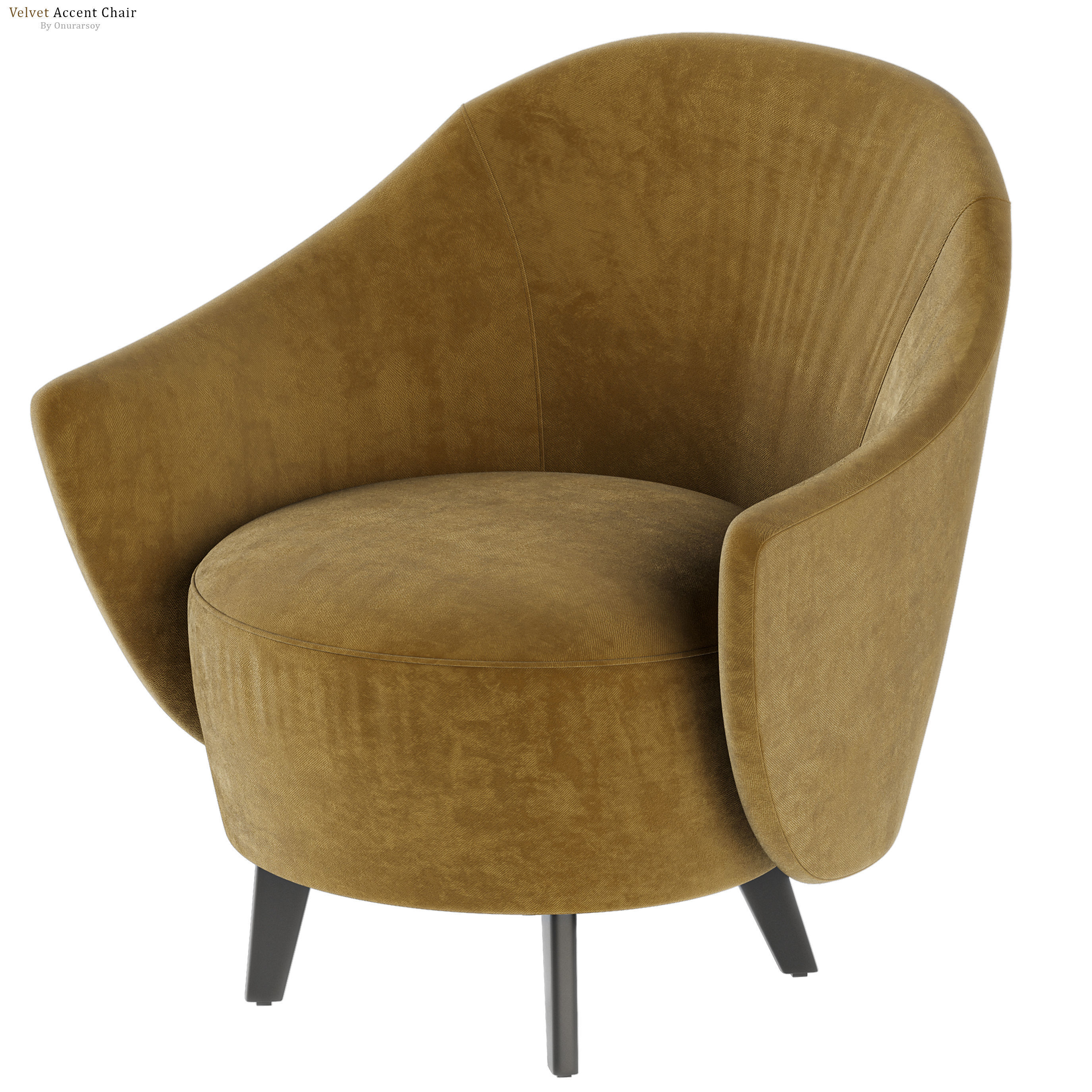 Sensorio Swoop Arm Velvet Accent Chair 3D model | CGTrader