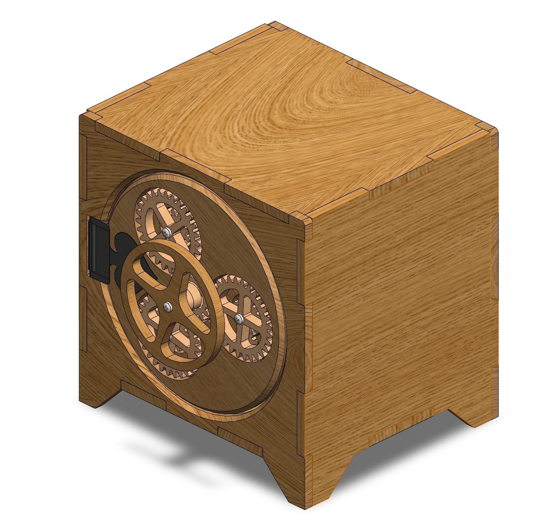 3D Wooden Storage Box With a working gear mechanism 3D Model 3D model ...