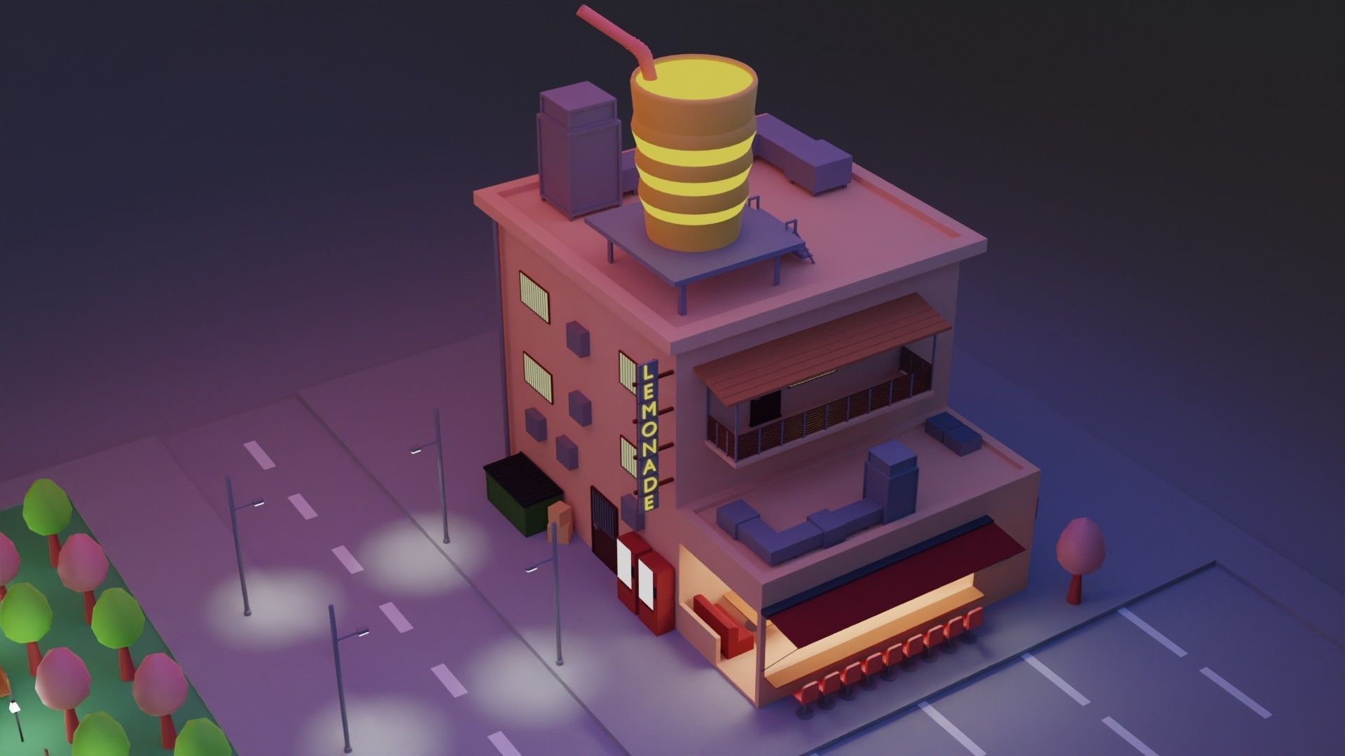 3D model lemonade city ready for animation VR / AR / low-poly | CGTrader