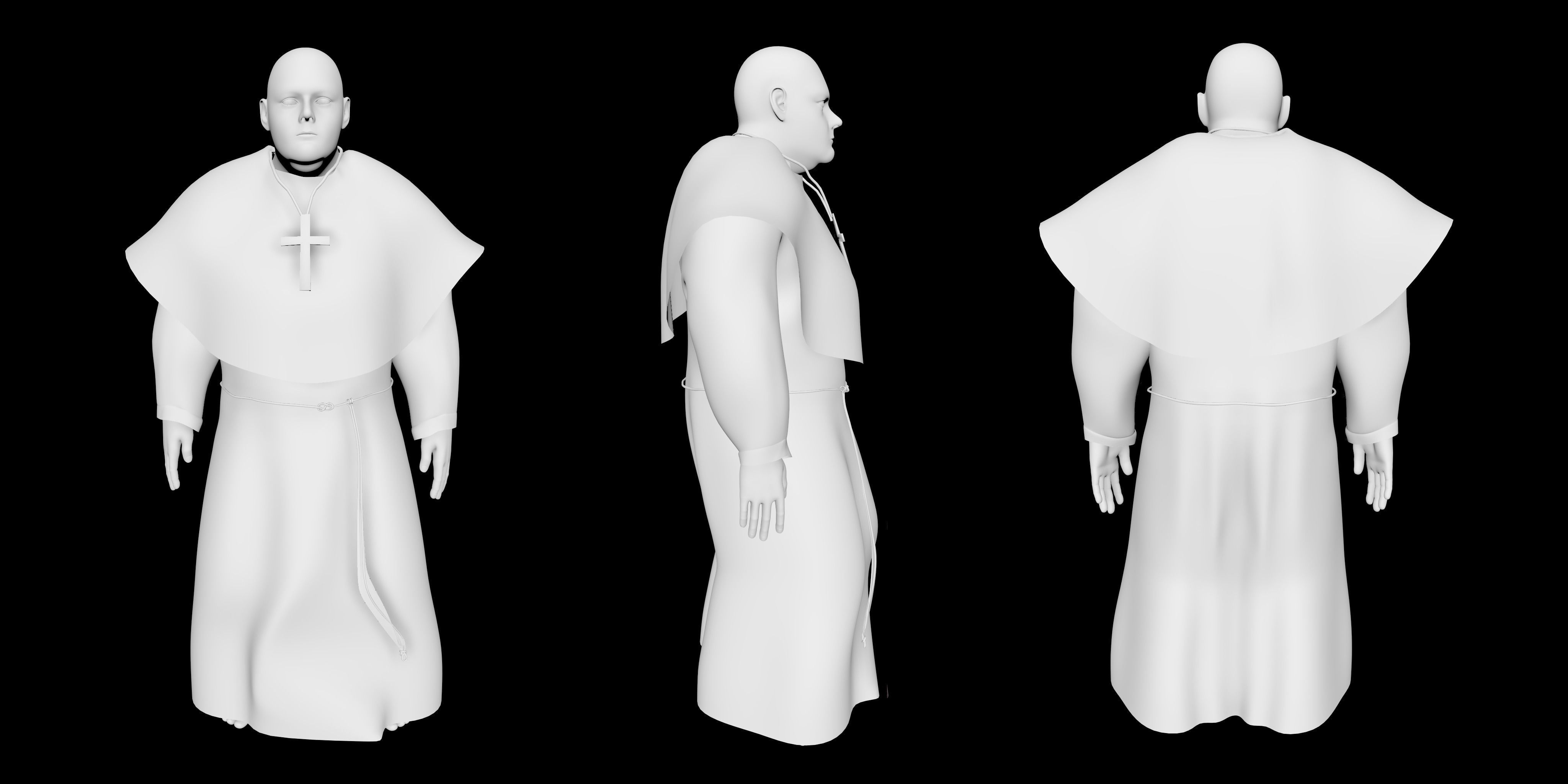Medieval Monk 3D model animated rigged | CGTrader