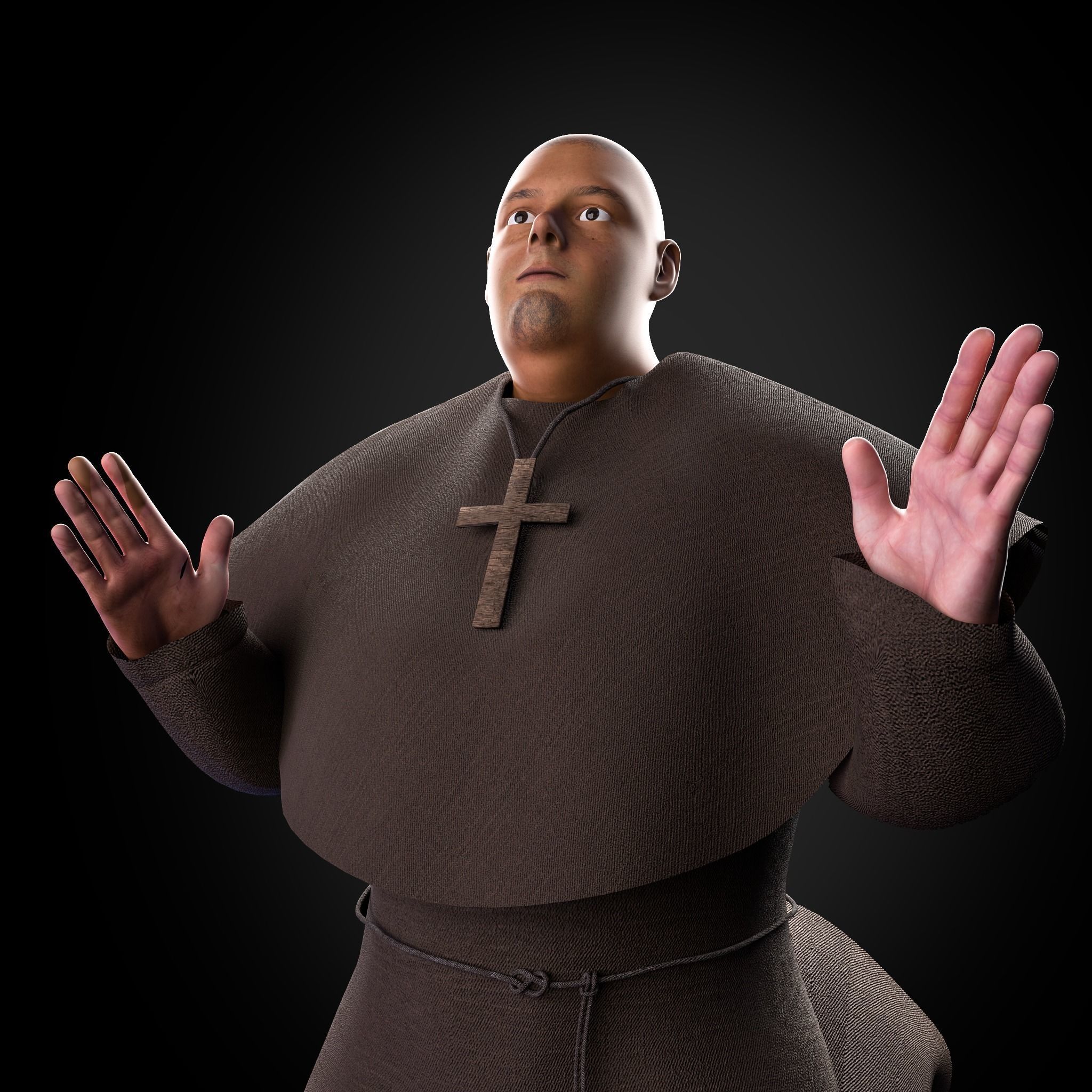 Medieval Monk 3D model animated rigged | CGTrader