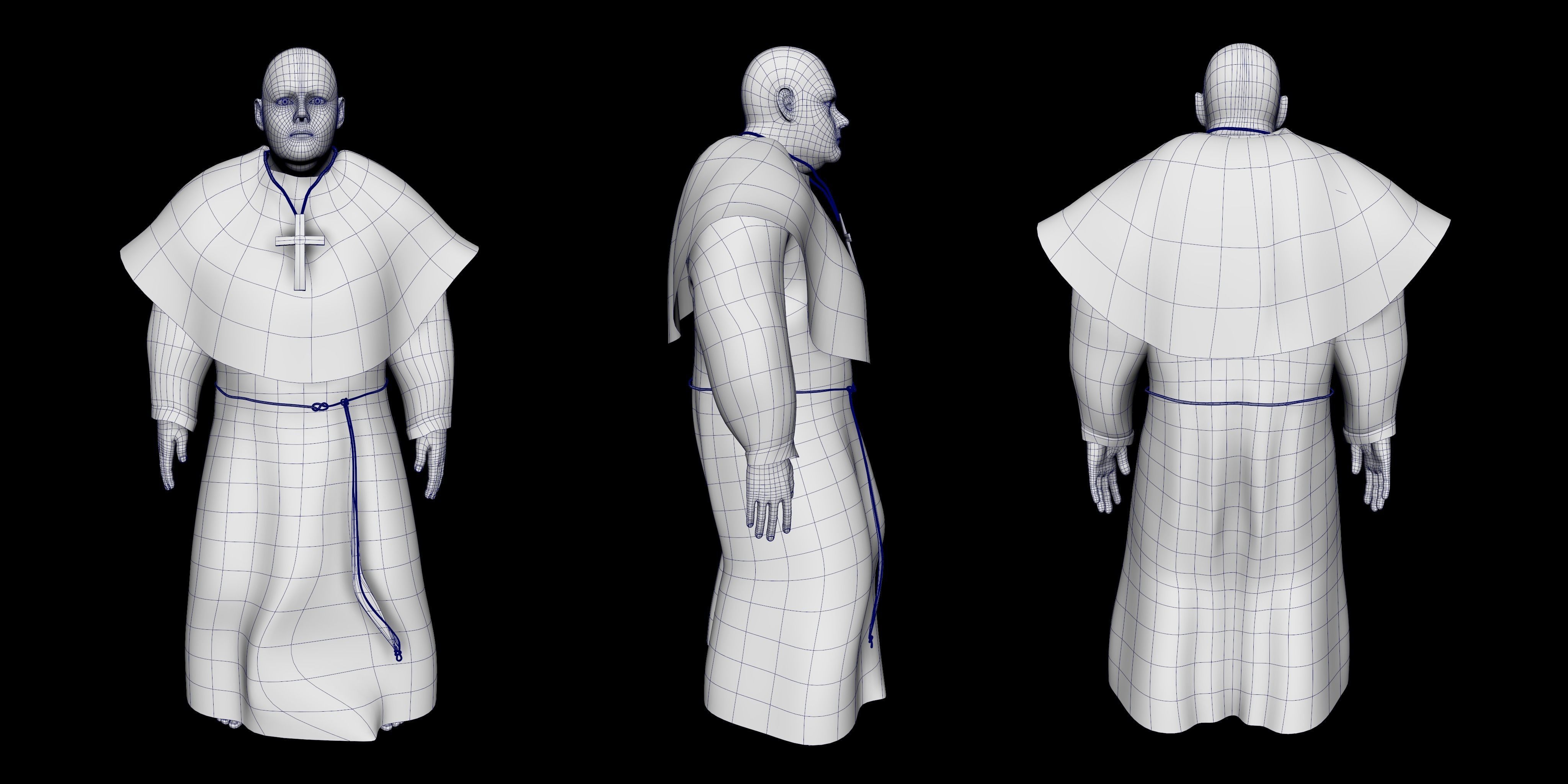 Medieval Monk 3D model animated rigged | CGTrader