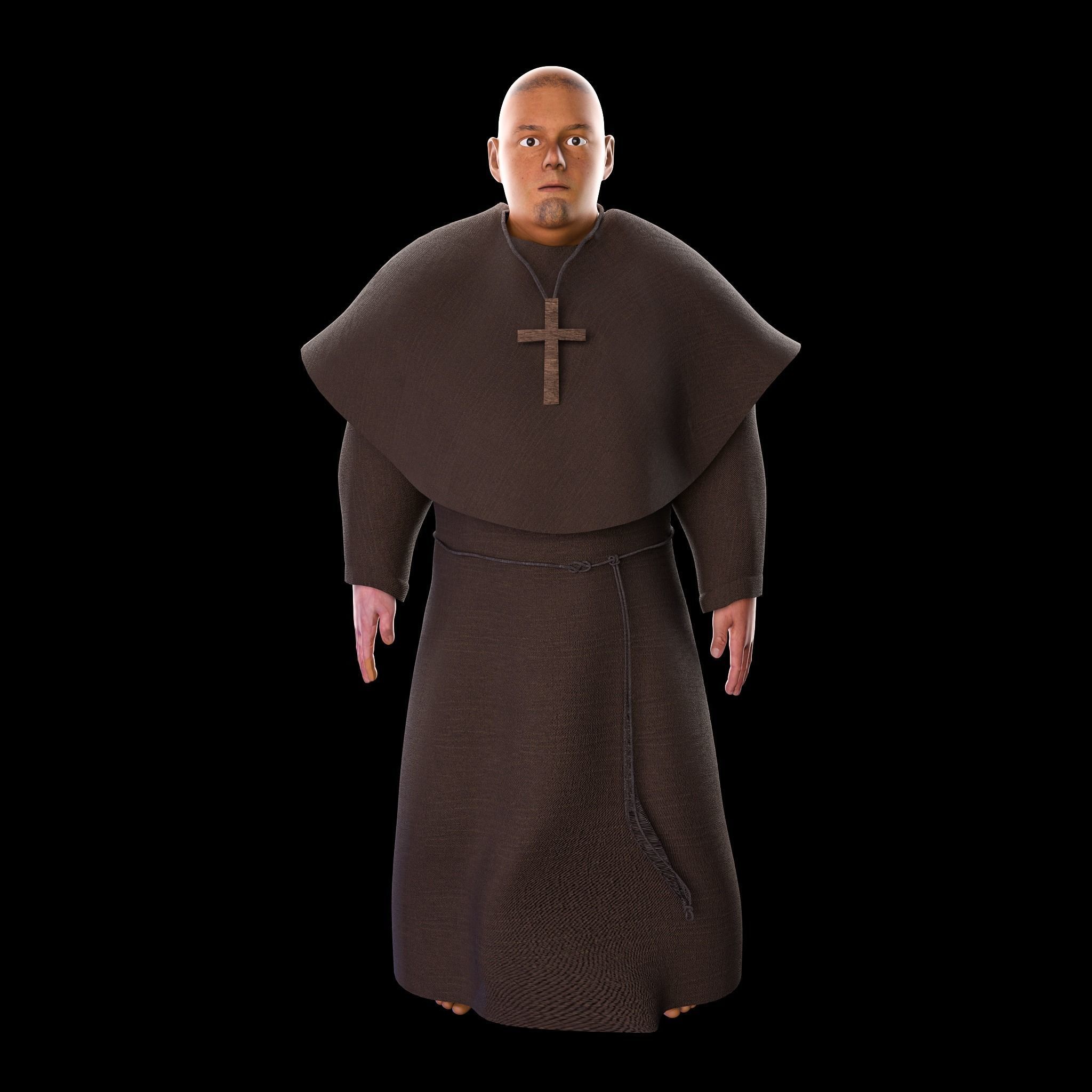 Medieval Monk 3D model animated rigged | CGTrader
