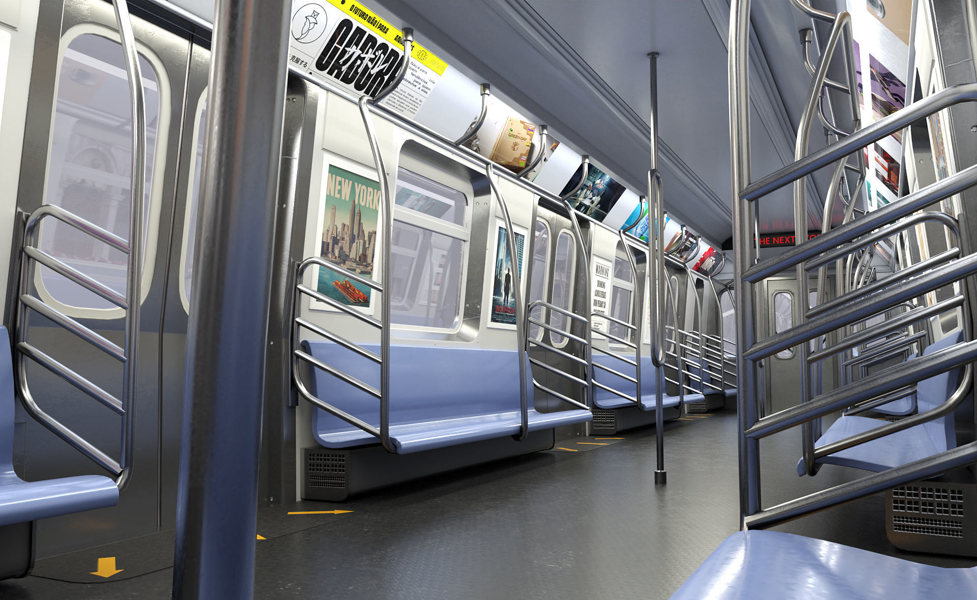 3D model Subway train with interior VR / AR / low-poly | CGTrader