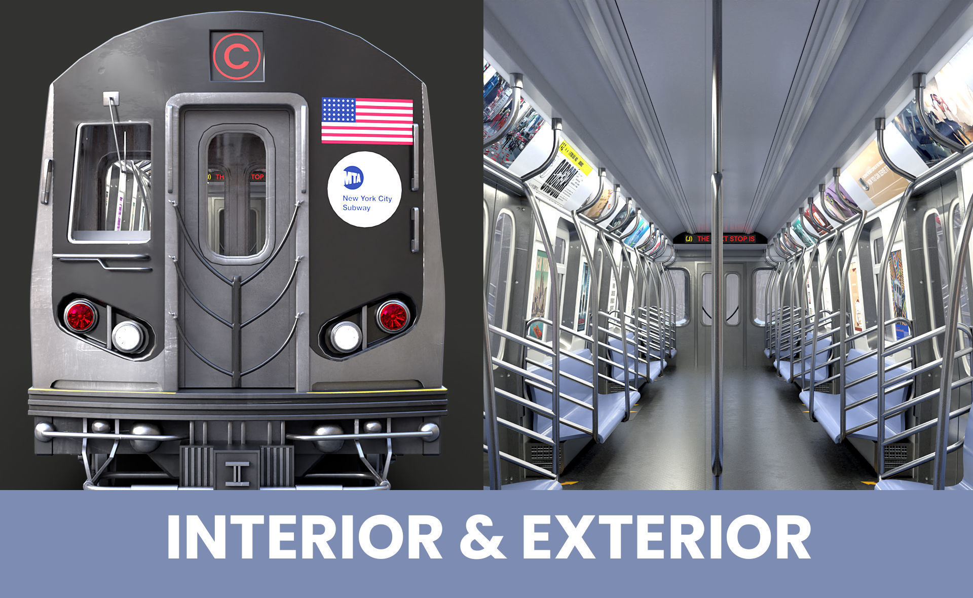 3D model Subway train with interior VR / AR / low-poly | CGTrader