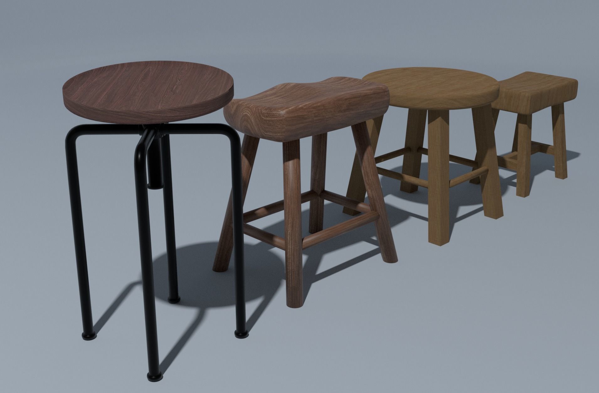 Free Stool Pack of 4 - PBR Lowpoly 3D model - Cuboidal Studios free VR ...