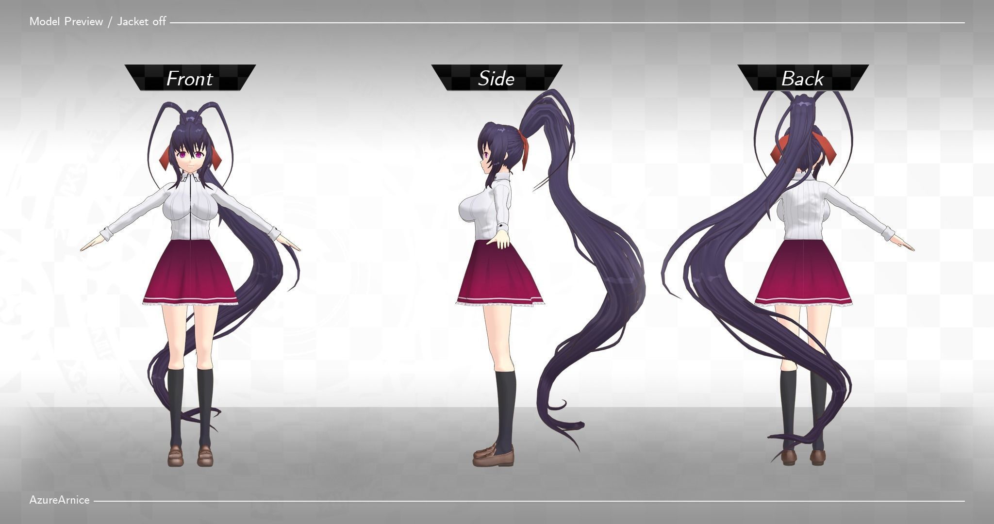 3D model Highschool DxD - Akeno Himejima MMD Model VR / AR / low-poly ...
