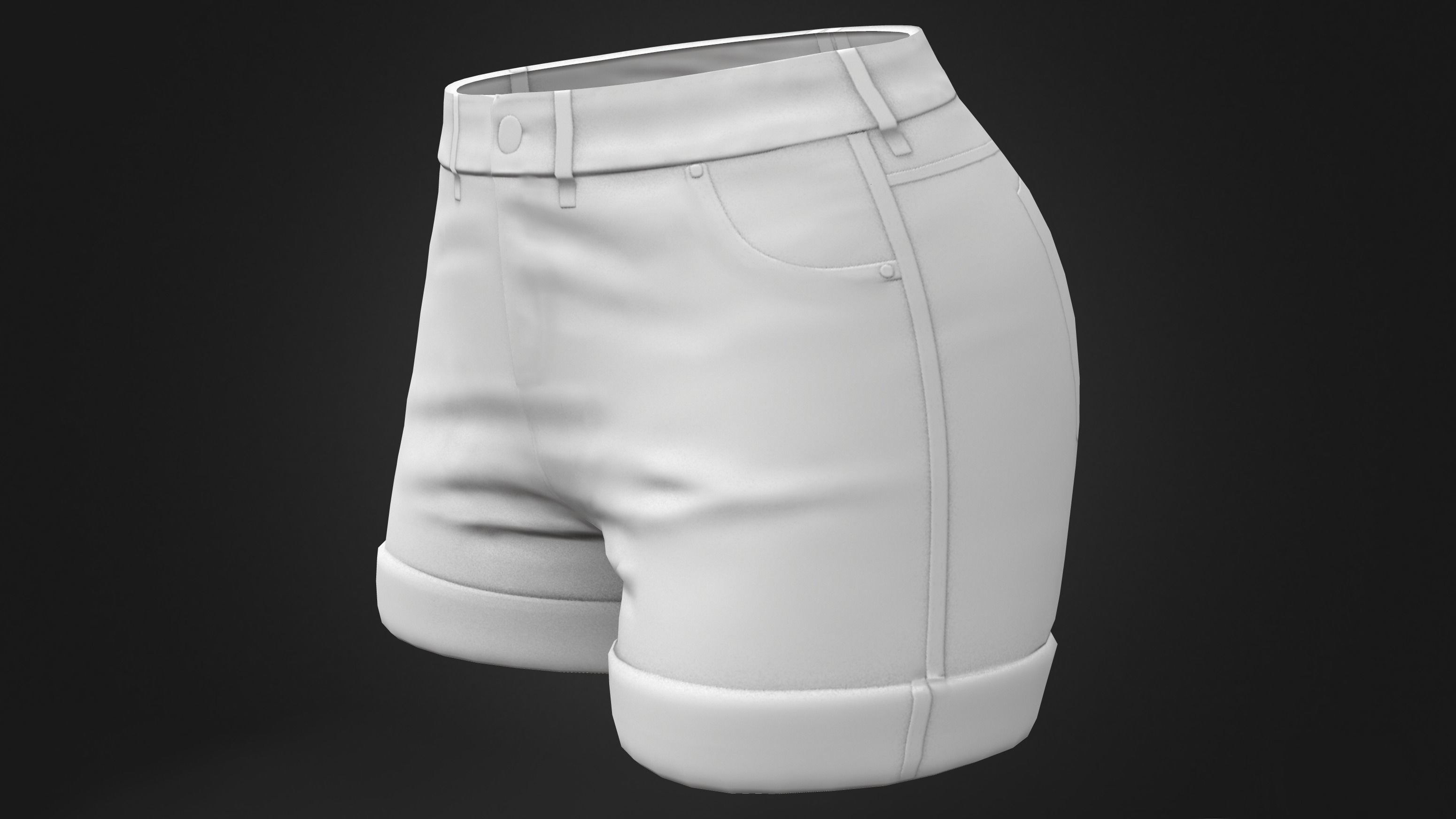 3D model Rolled Legs Mini Denim Shorts VR / AR / low-poly | CGTrader