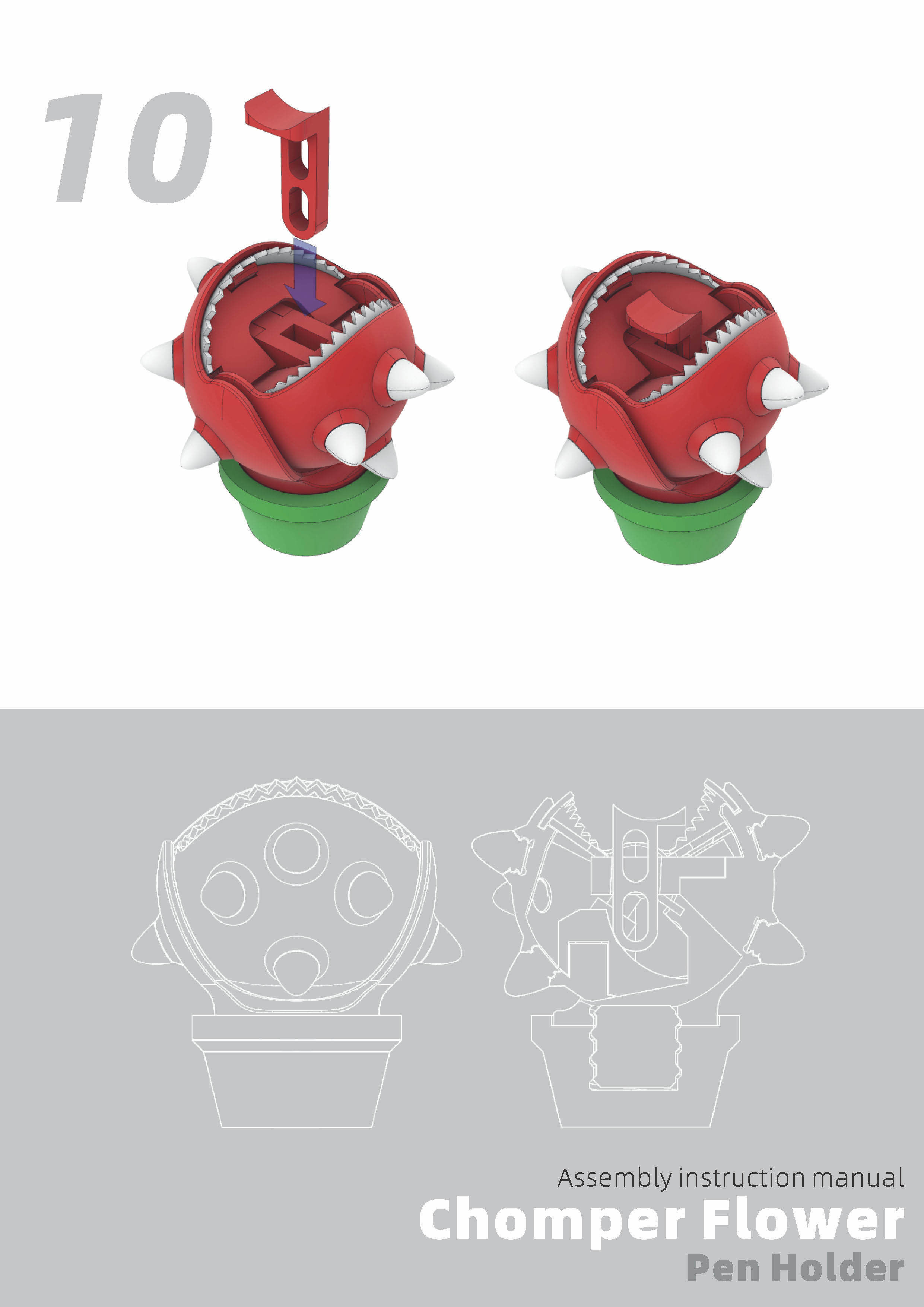 Chomper Flower Pen Holder 3D model 3D printable | CGTrader
