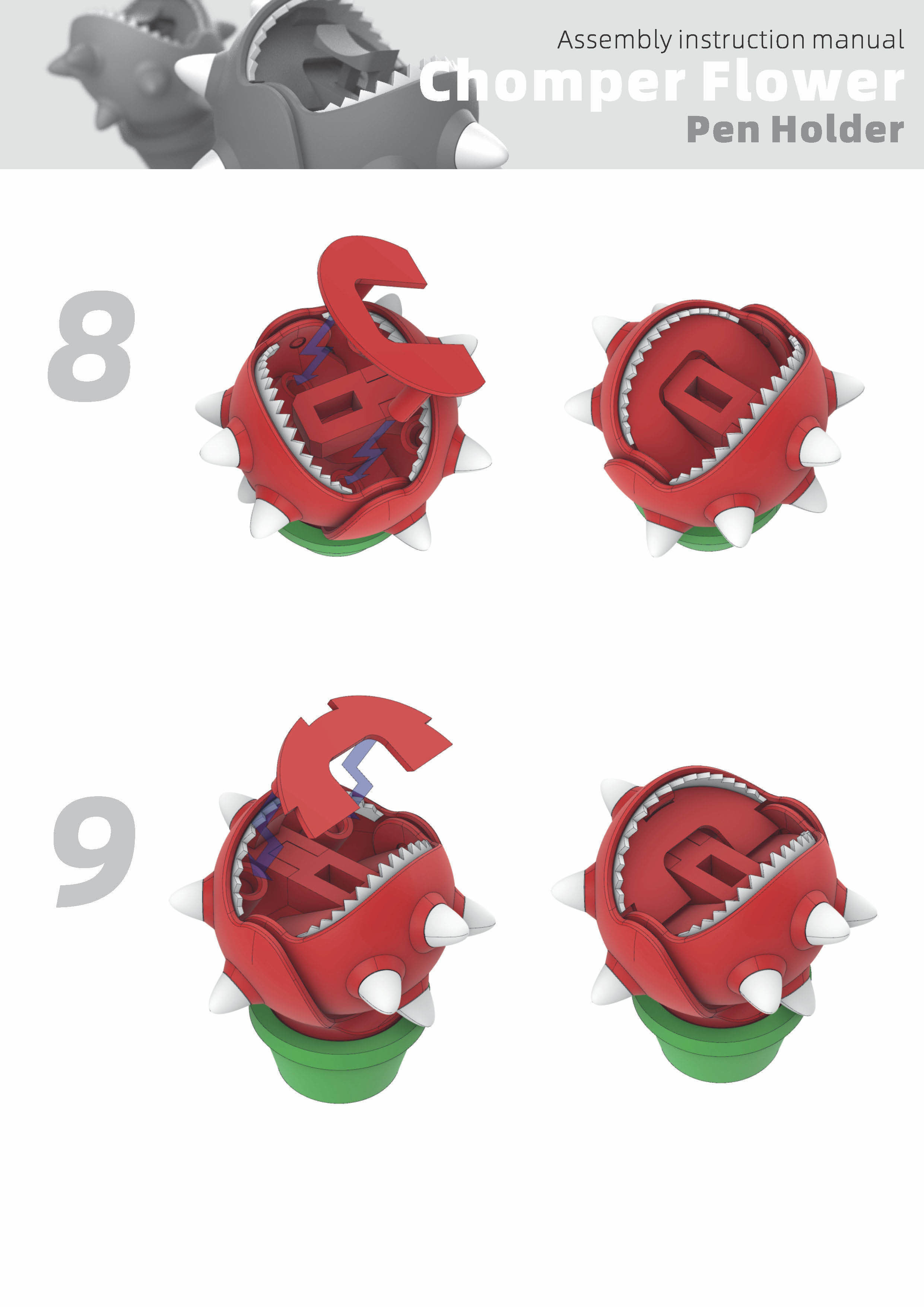 Chomper Flower Pen Holder 3D model 3D printable | CGTrader