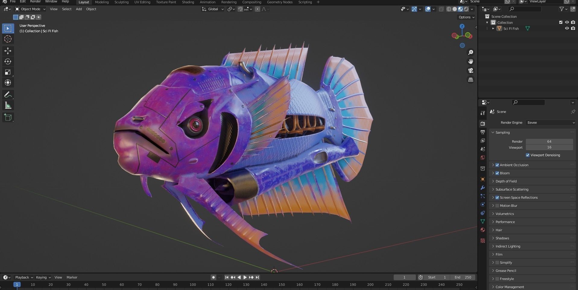 3D model Sci-fi Robot Fish Pack VR / AR / low-poly | CGTrader
