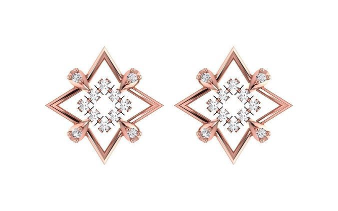 Women Square Stud Earrings 3dm STL OBJ FBX Render Details 3D model 3D ...