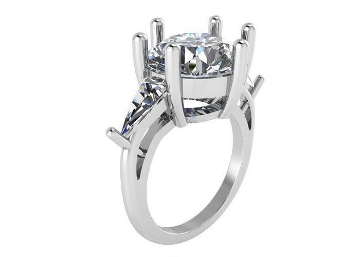 Diamond stone ring 2208 3D print model 3D model 3D printable | CGTrader