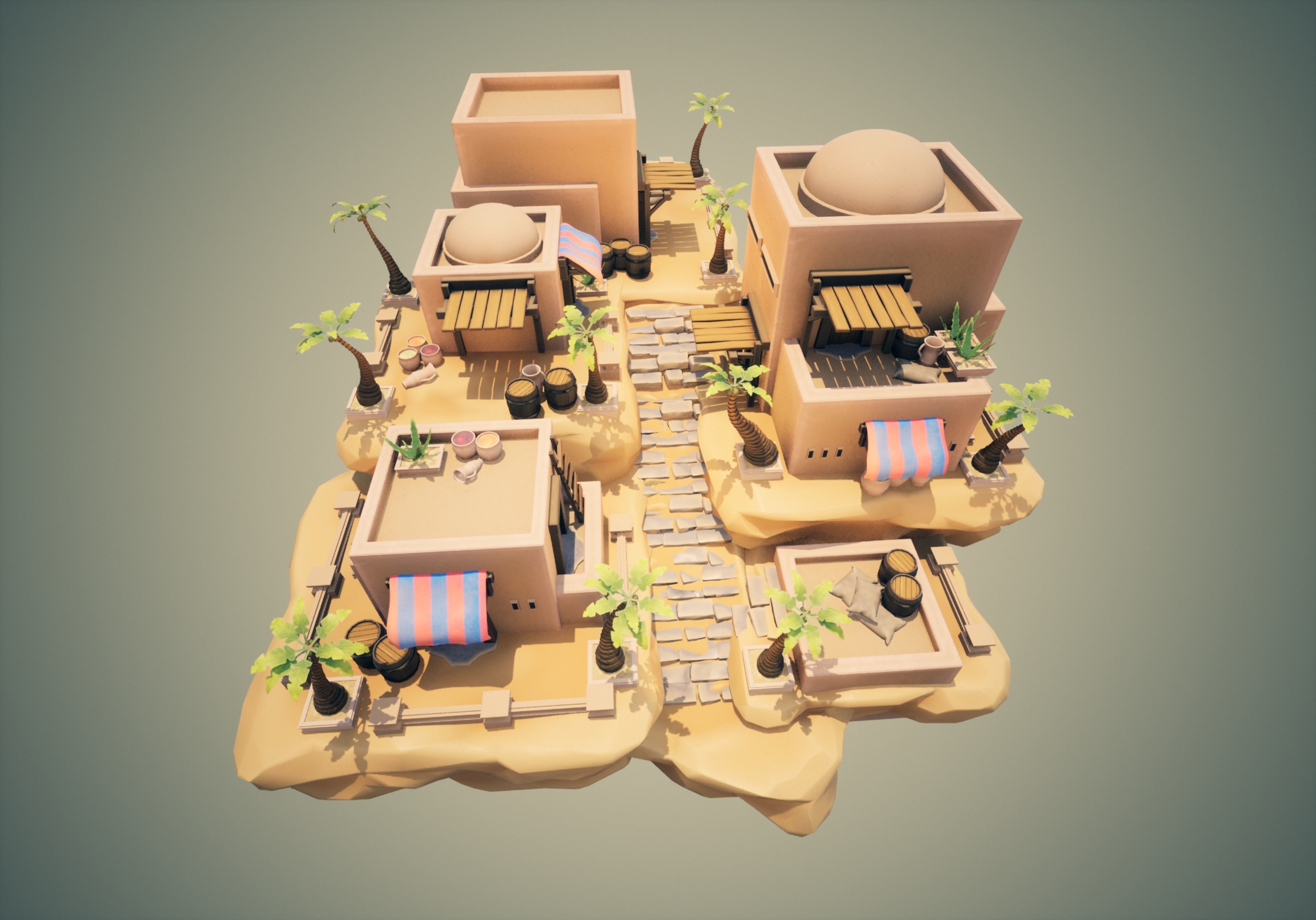 3D model Stylized Desert Town Environment Modular Pack VR / AR / low ...