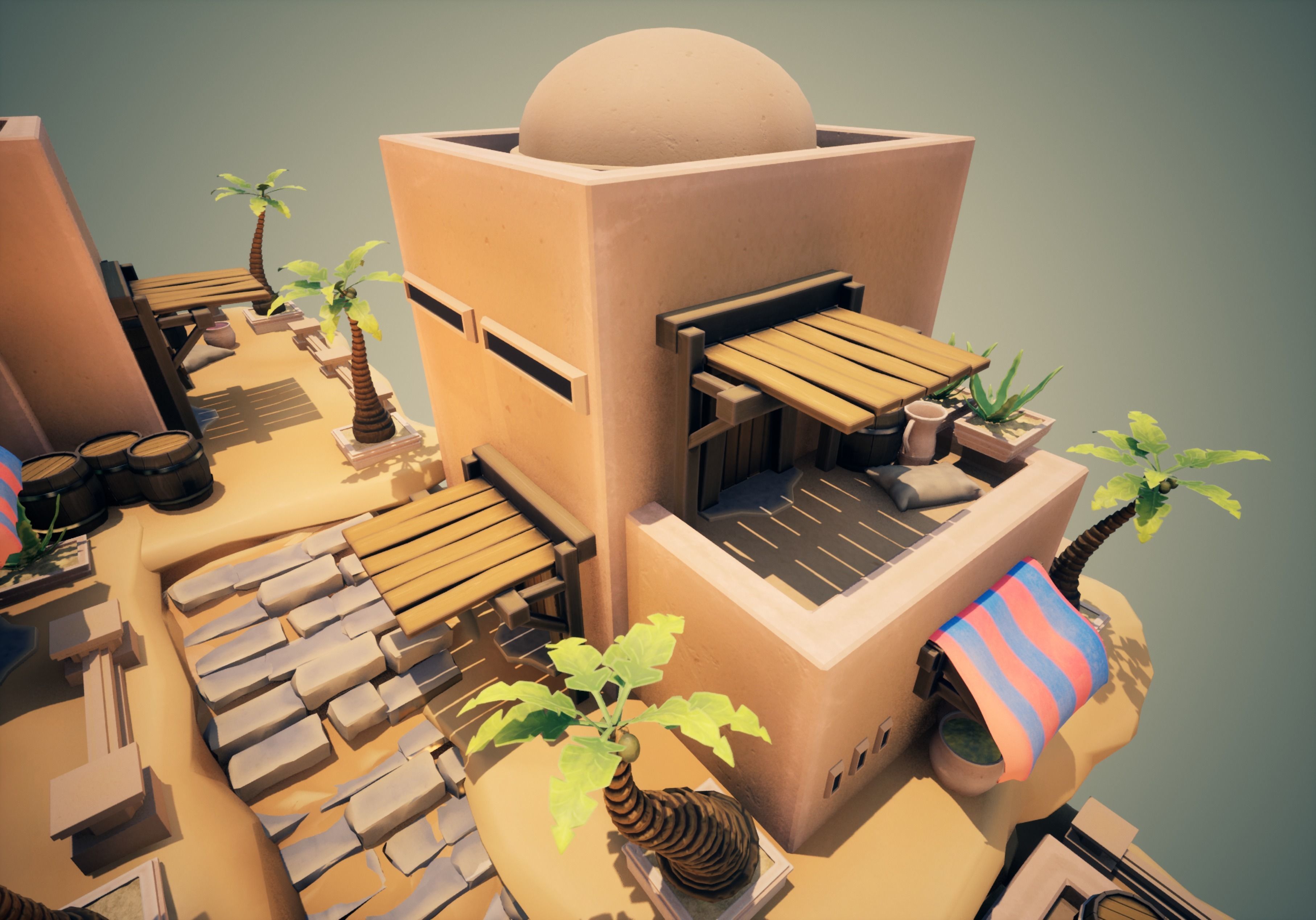 3D model Stylized Desert Town Environment Modular Pack VR / AR / low ...