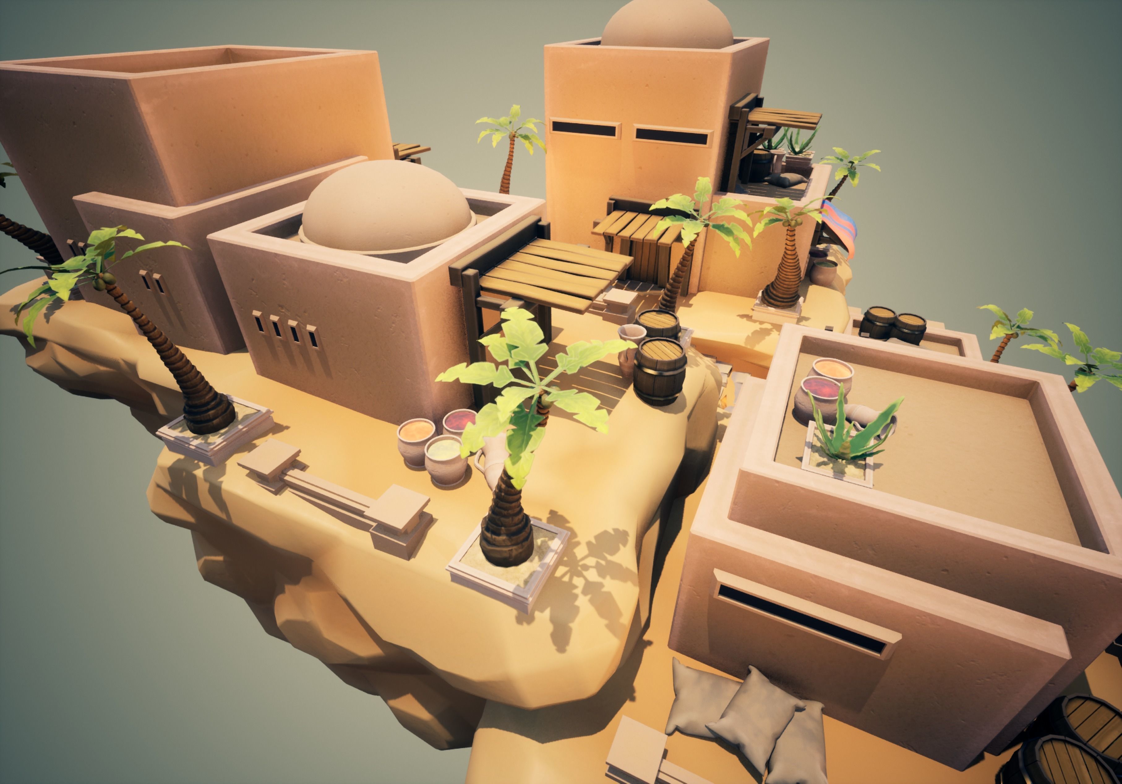 3D model Stylized Desert Town Environment Modular Pack VR / AR / low ...