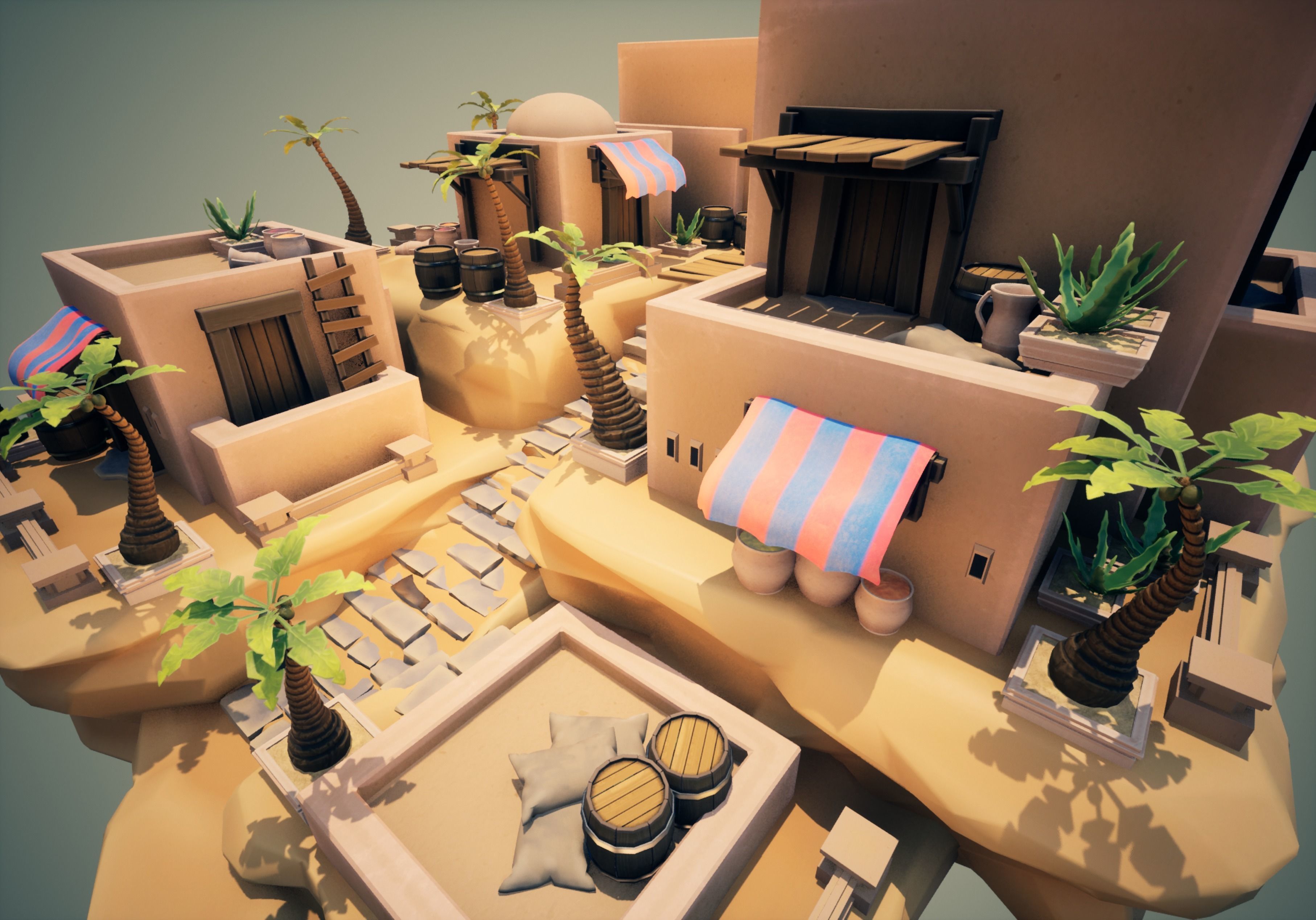 3D model Stylized Desert Town Environment Modular Pack VR / AR / low ...