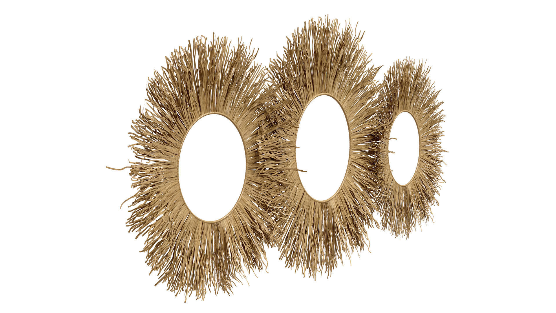 designer wall round rafia hanging decor 3D model | CGTrader