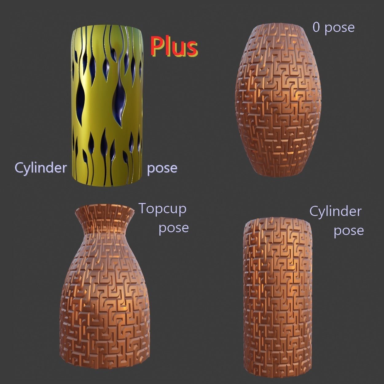 Square texture vases 3D model 3D printable | CGTrader