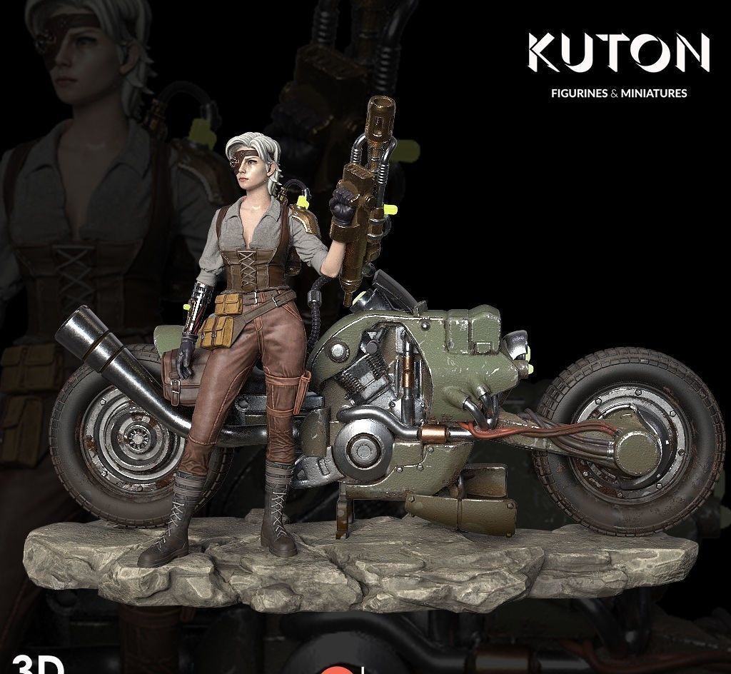 VIOLA kuton figure with motorcycle 3D model 3D printable | CGTrader