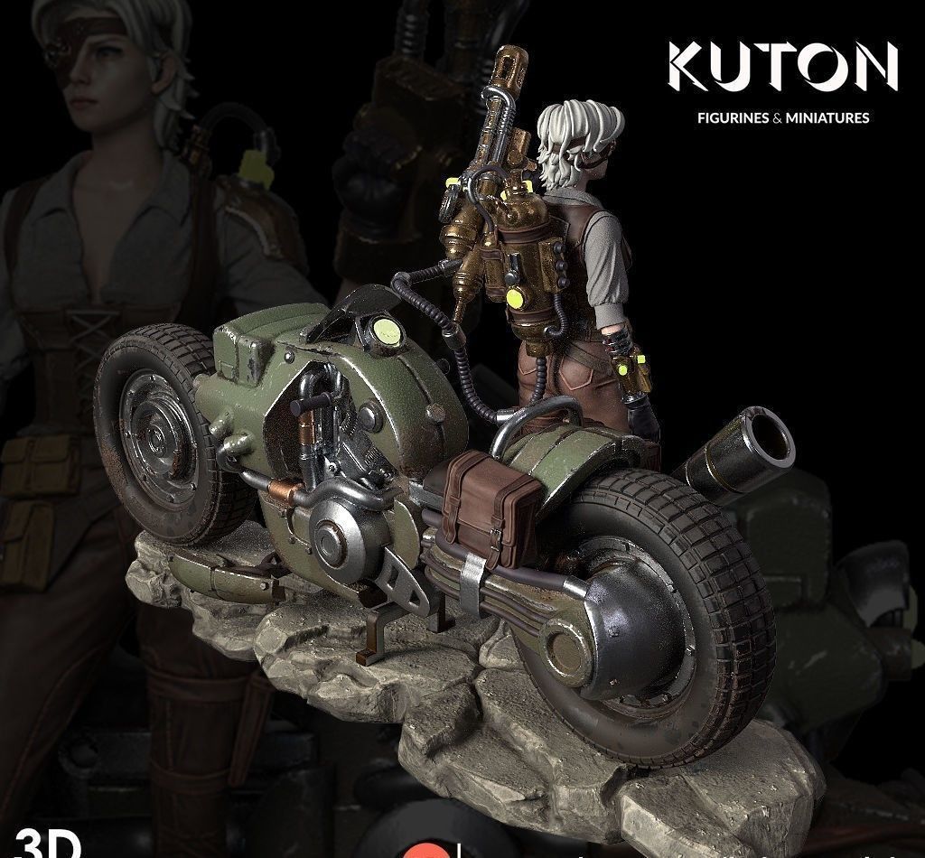 VIOLA kuton figure with motorcycle 3D model 3D printable | CGTrader