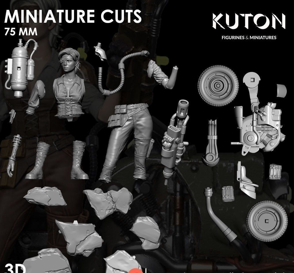 VIOLA kuton figure with motorcycle 3D model 3D printable | CGTrader