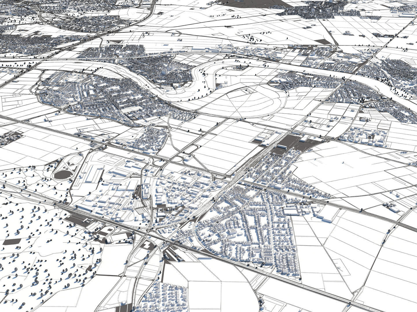 Mannheim Germany 50x50km 3D City Map 3D model | CGTrader