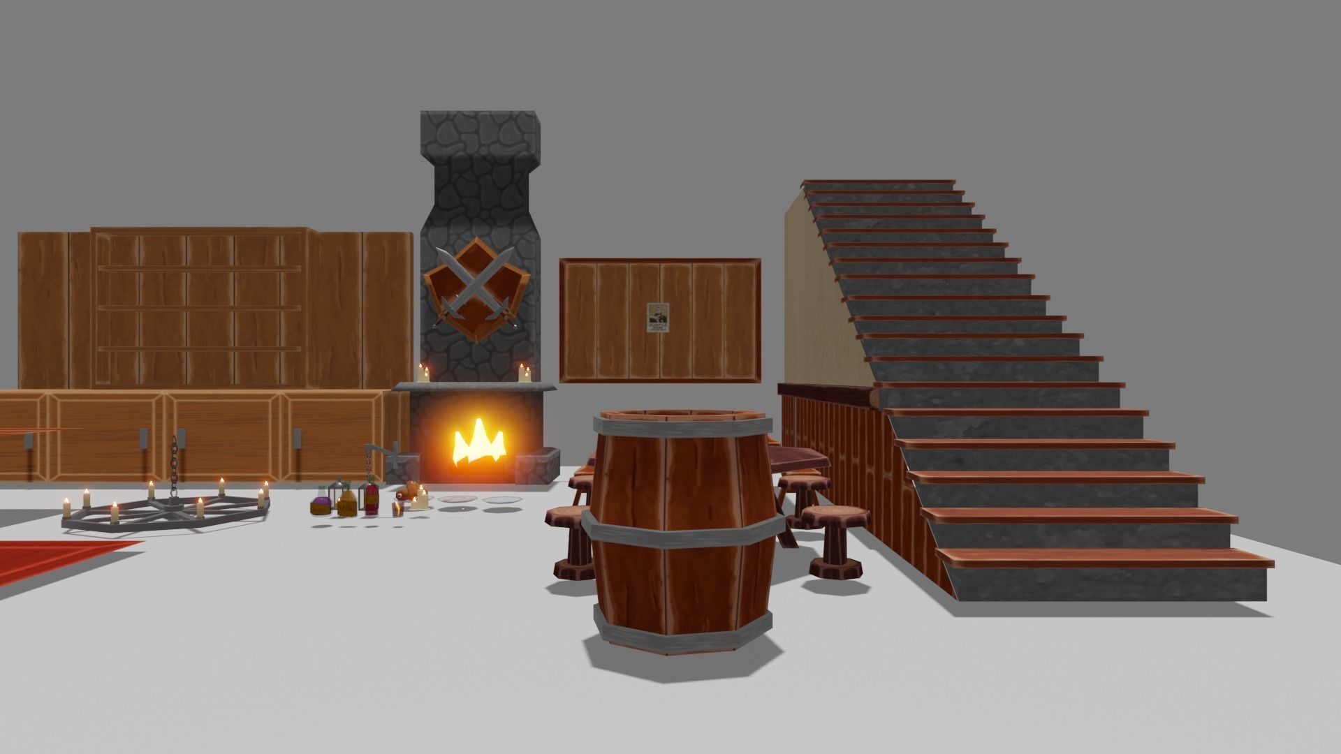 3D model Medieval Tabern Assets pack VR / AR / low-poly | CGTrader