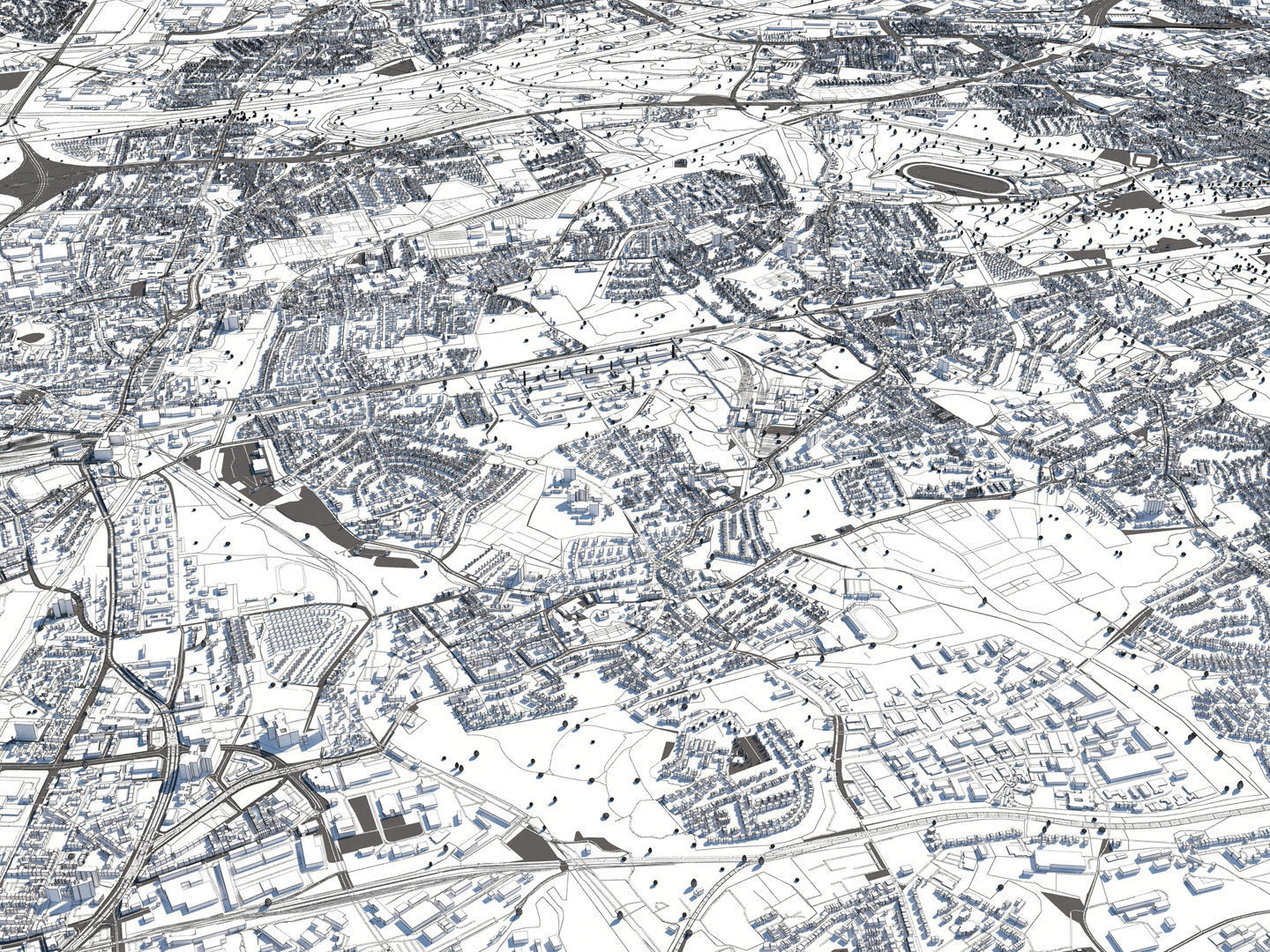 Essen Germany 50x50km 3D City Map 3D model | CGTrader