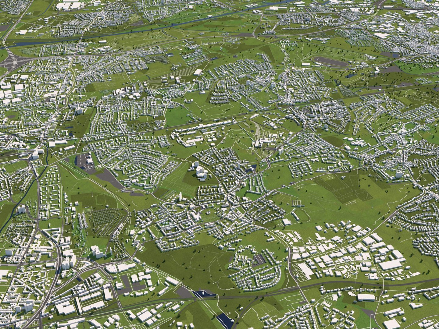 Essen Germany 50x50km 3D City Map 3D model | CGTrader