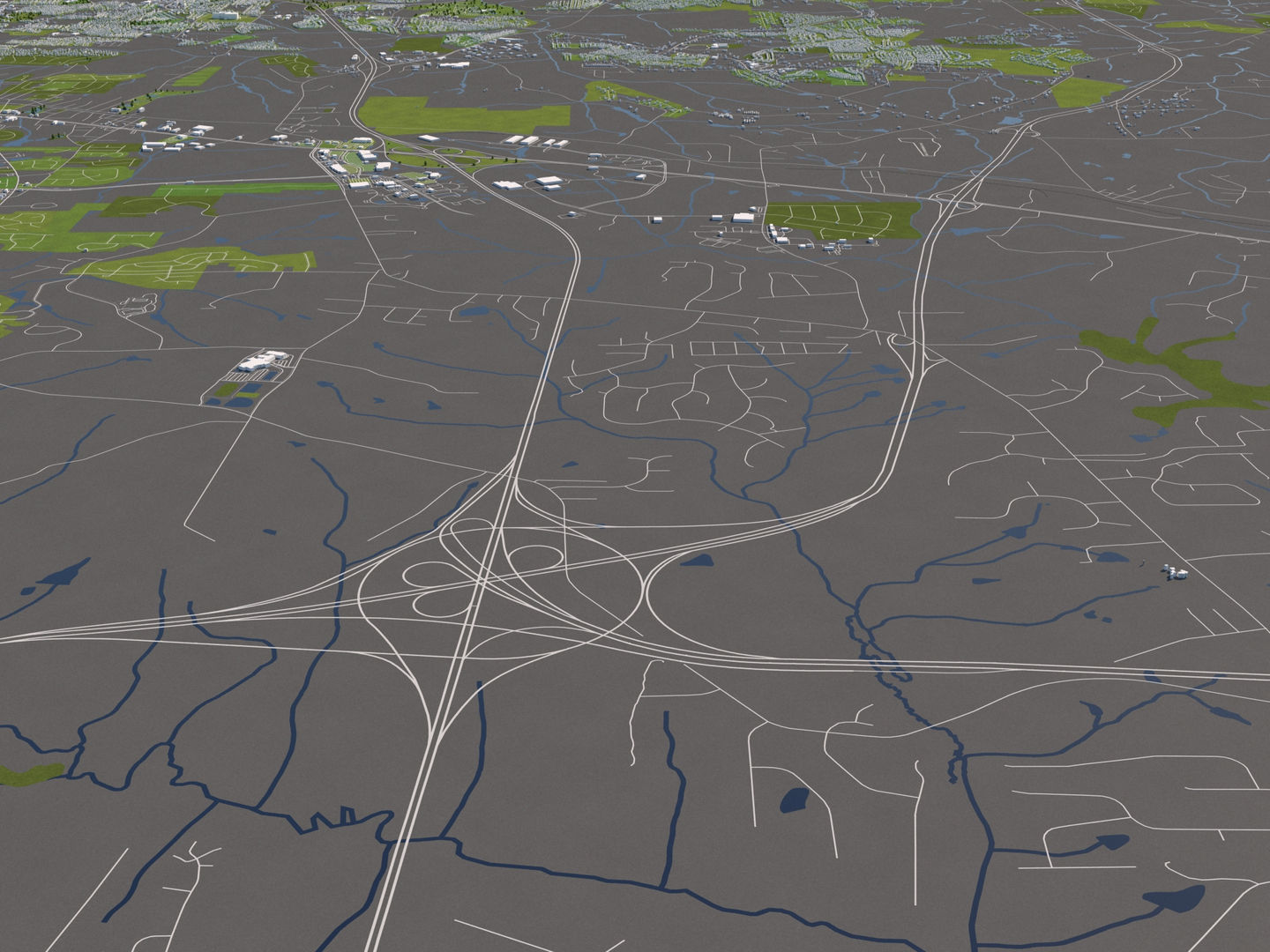Raleigh 50x50km 3D City Map 3D model | CGTrader
