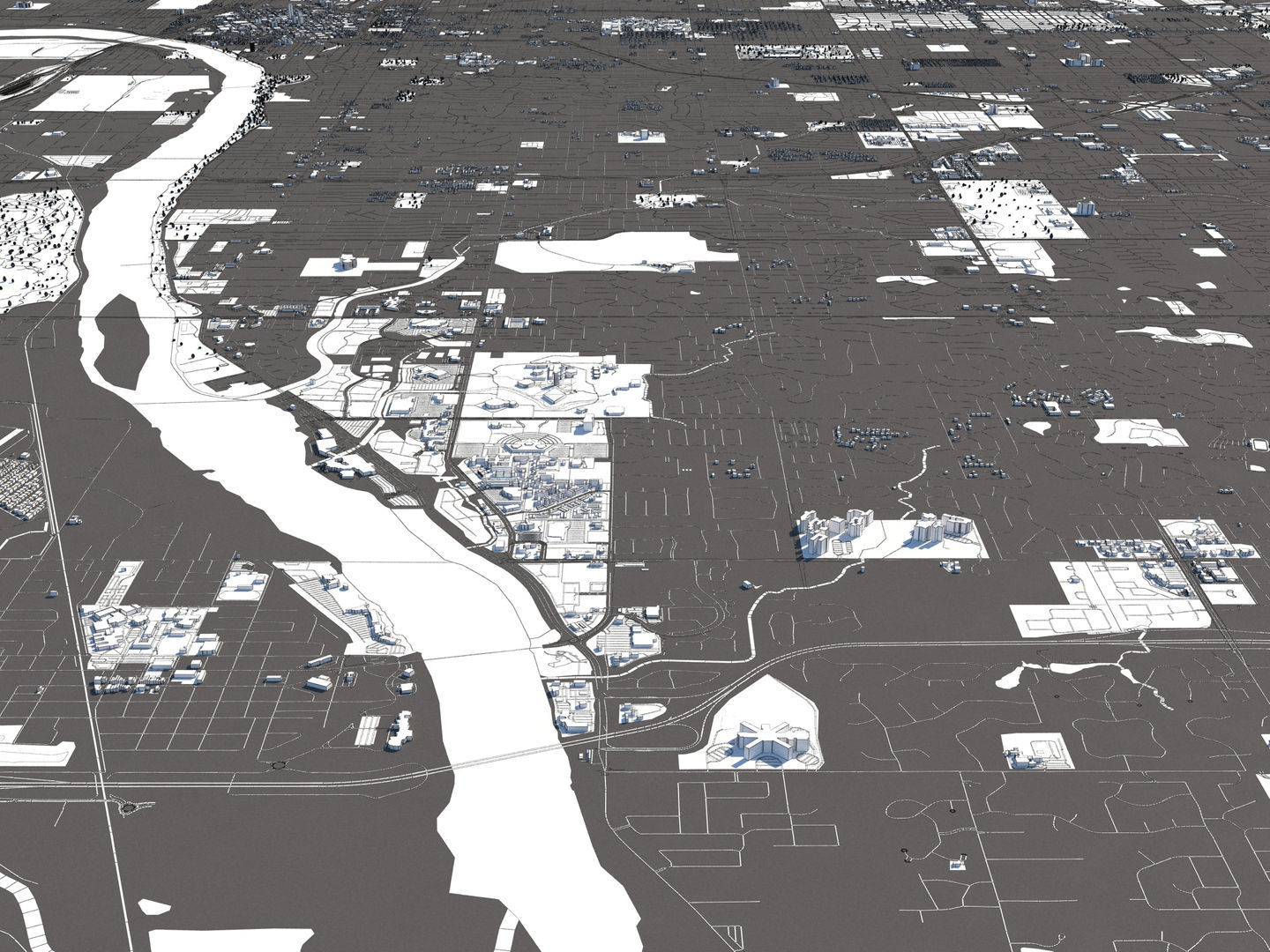 Tulsa 50x50km 3D City Map 3D model | CGTrader