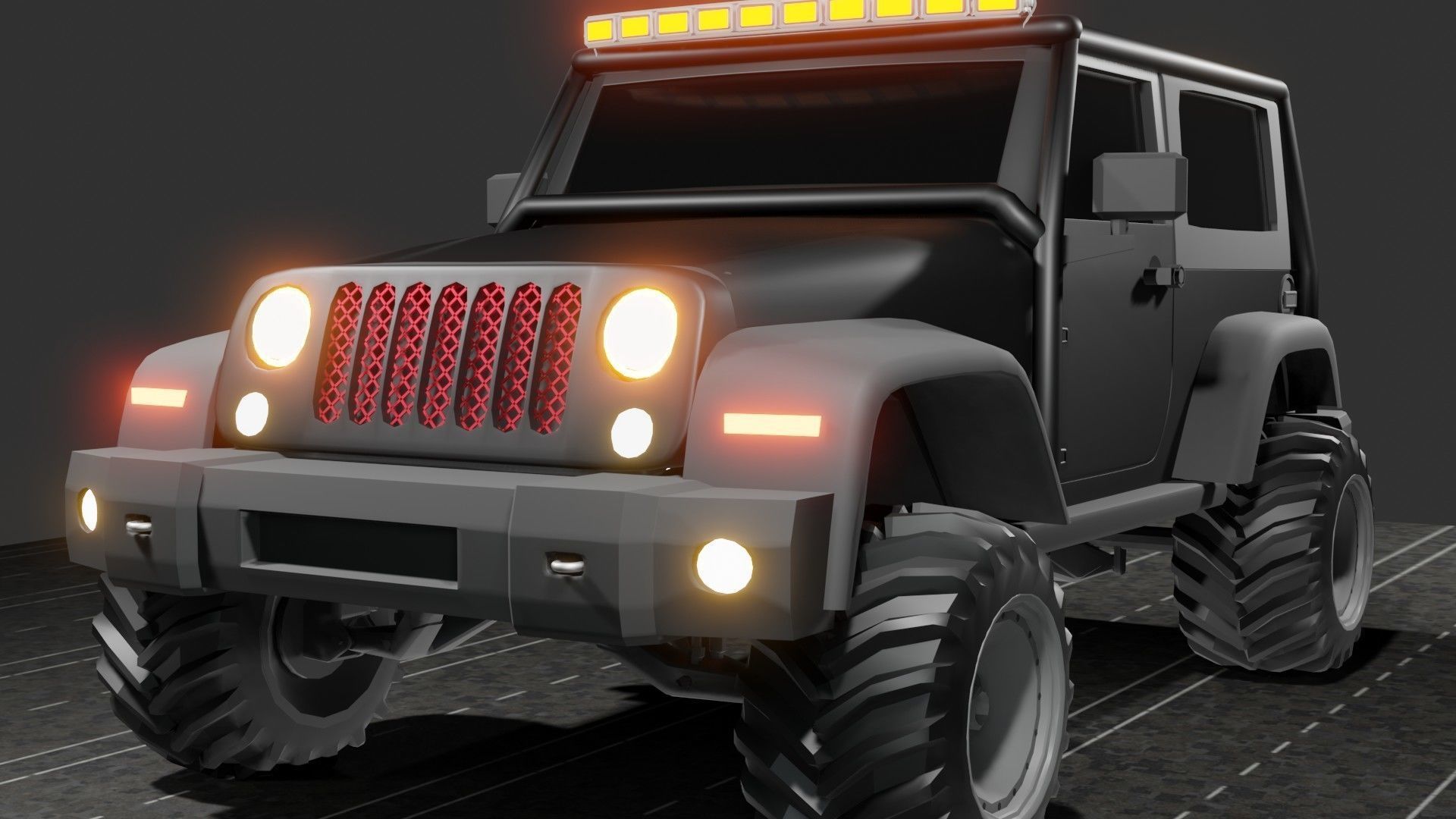 jeep wrangler free VR / AR / low-poly 3D model animated rigged | CGTrader