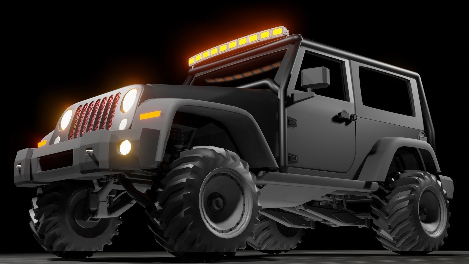 jeep wrangler free VR / AR / low-poly 3D model animated rigged | CGTrader