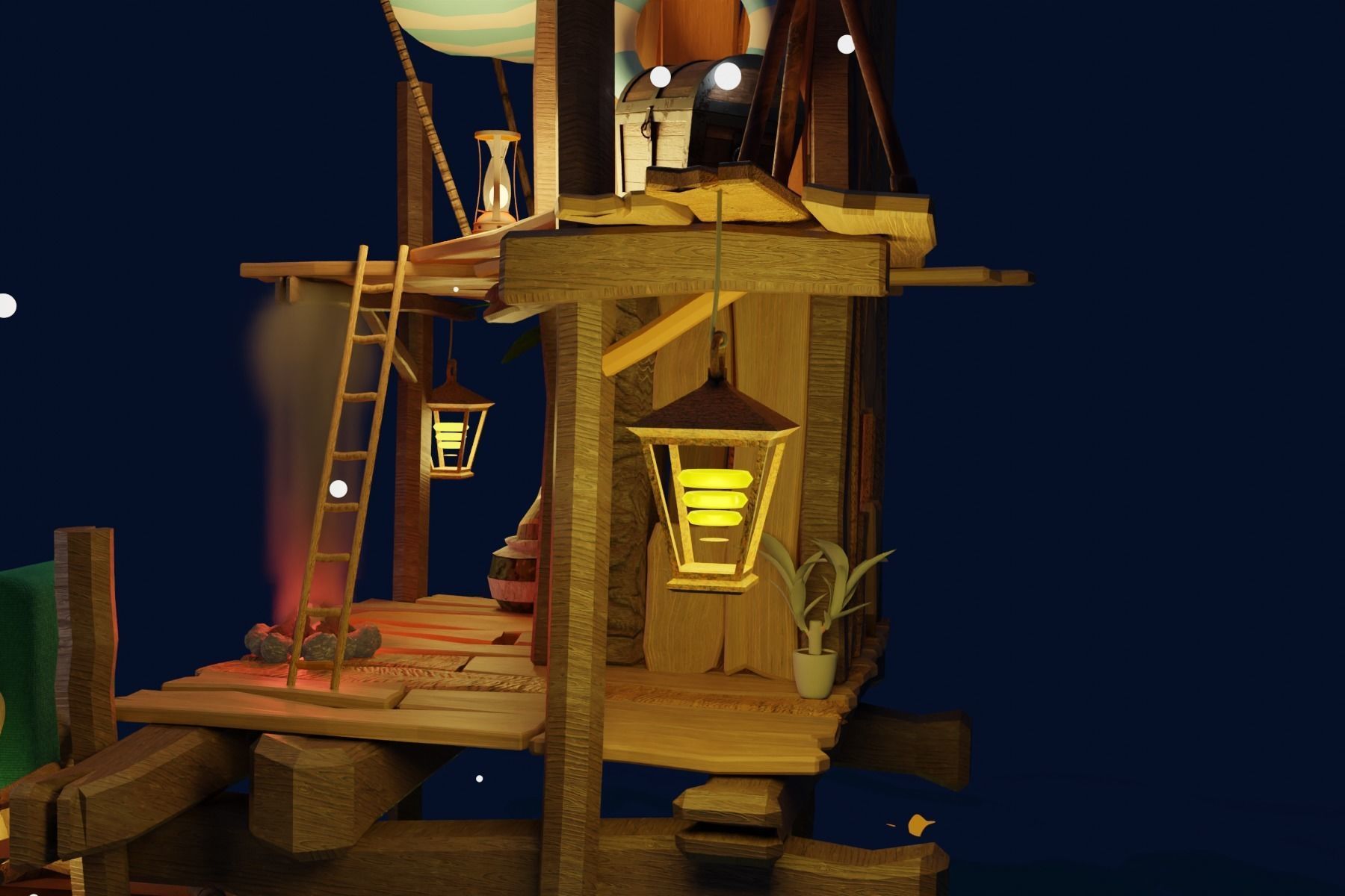 sea shack night 3D model animated rigged | CGTrader