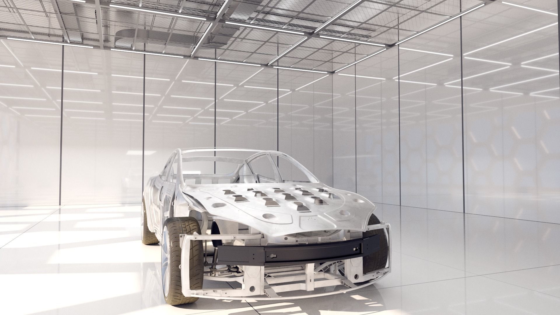 Tesla Model S Frame and Chassis in the interior model 3D model rigged ...
