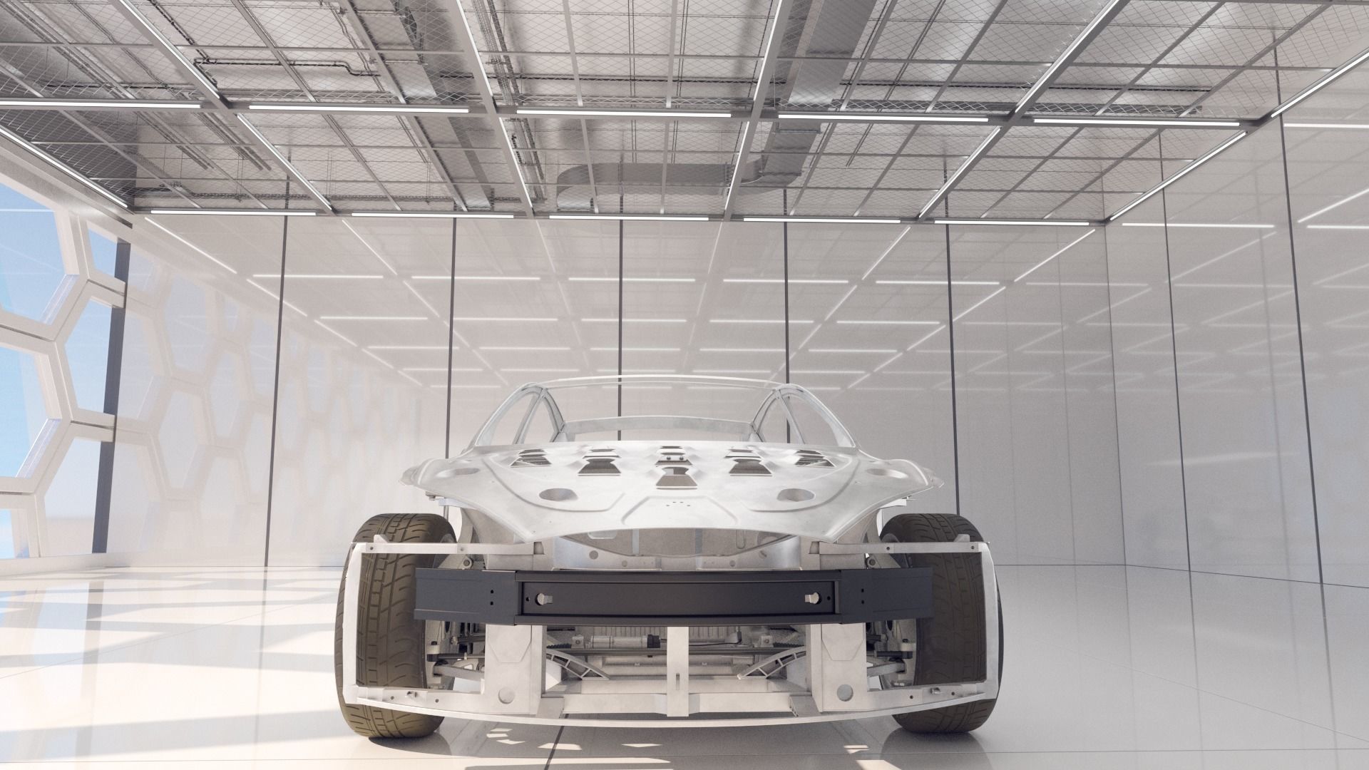 Tesla Model S Frame and Chassis in the interior model 3D model rigged ...