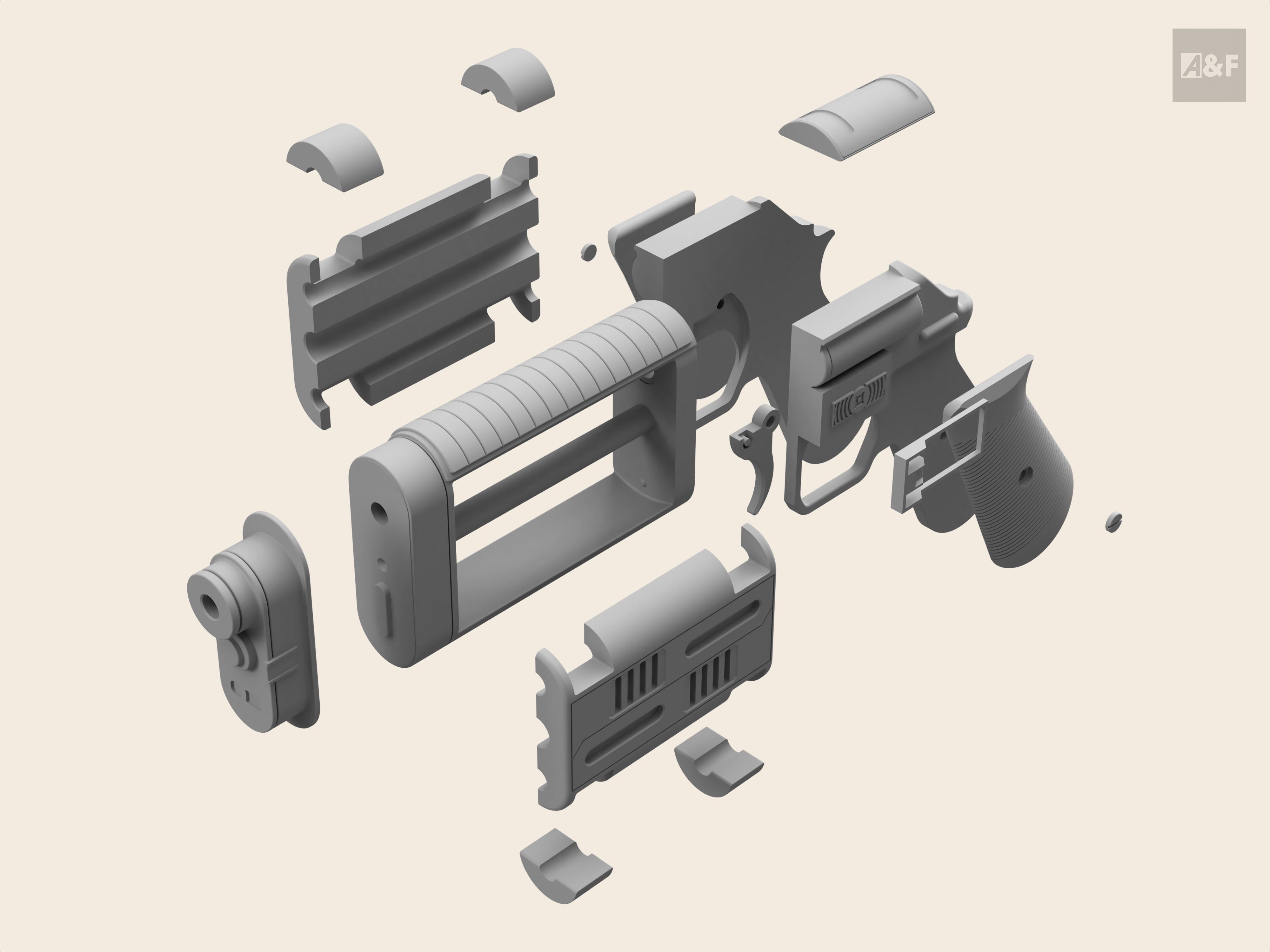 Cassian Andor Bryar Blaster Pistol free 3D model 3D printable | CGTrader