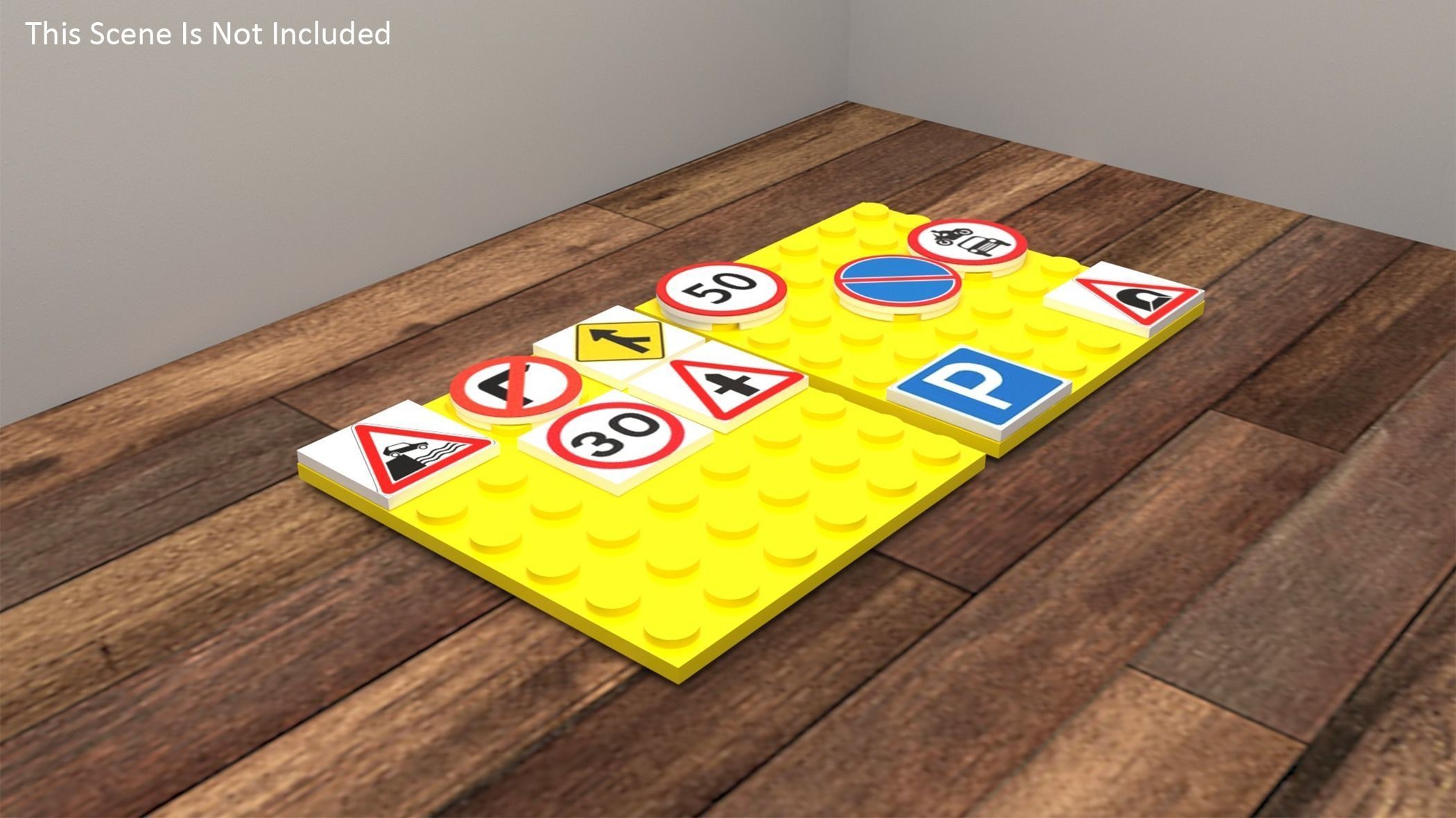 Lego Tiles With Road Sign Sticker 3D model | CGTrader
