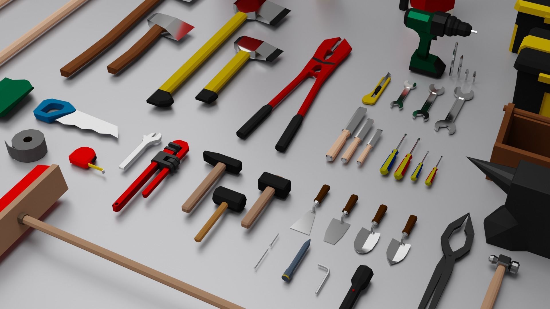 Tools Set Low-Poly 3D model | CGTrader