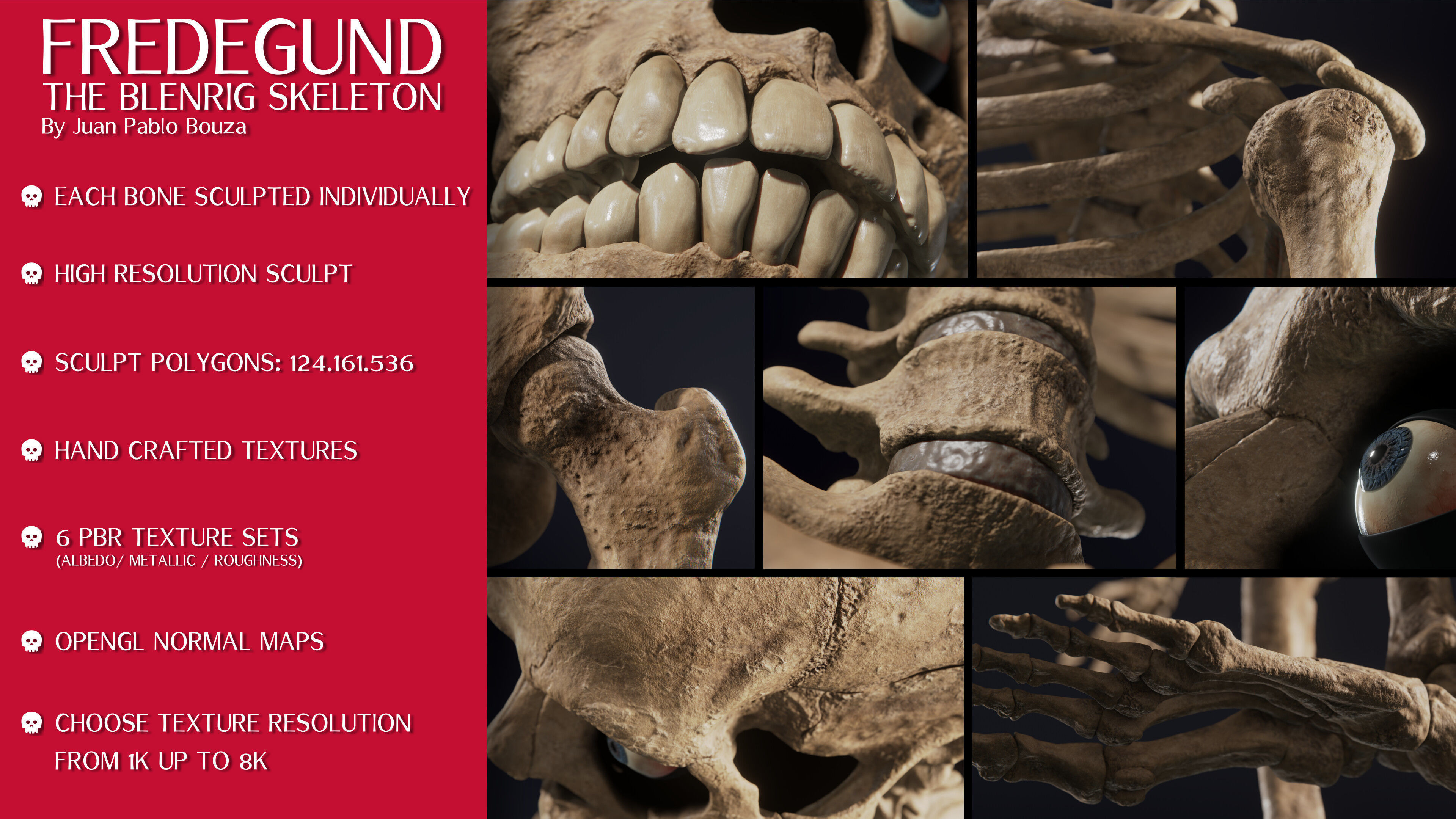 3D model Fredegund - The BlenRig Skeleton VR / AR / low-poly | CGTrader