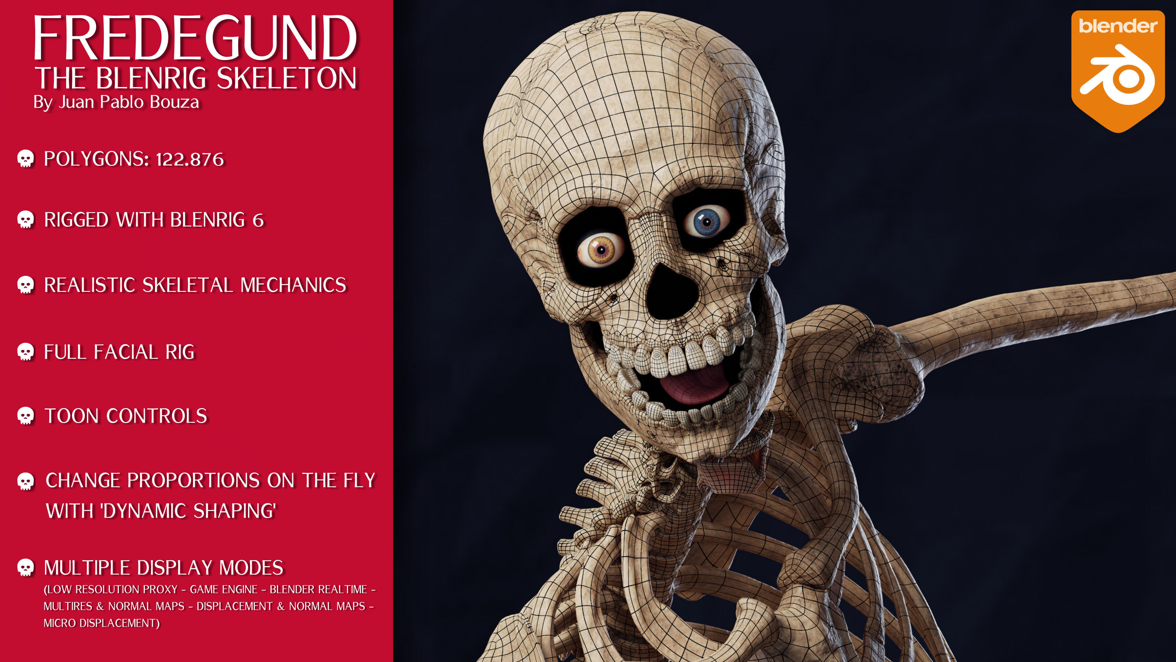 3D model Fredegund - The BlenRig Skeleton VR / AR / low-poly | CGTrader