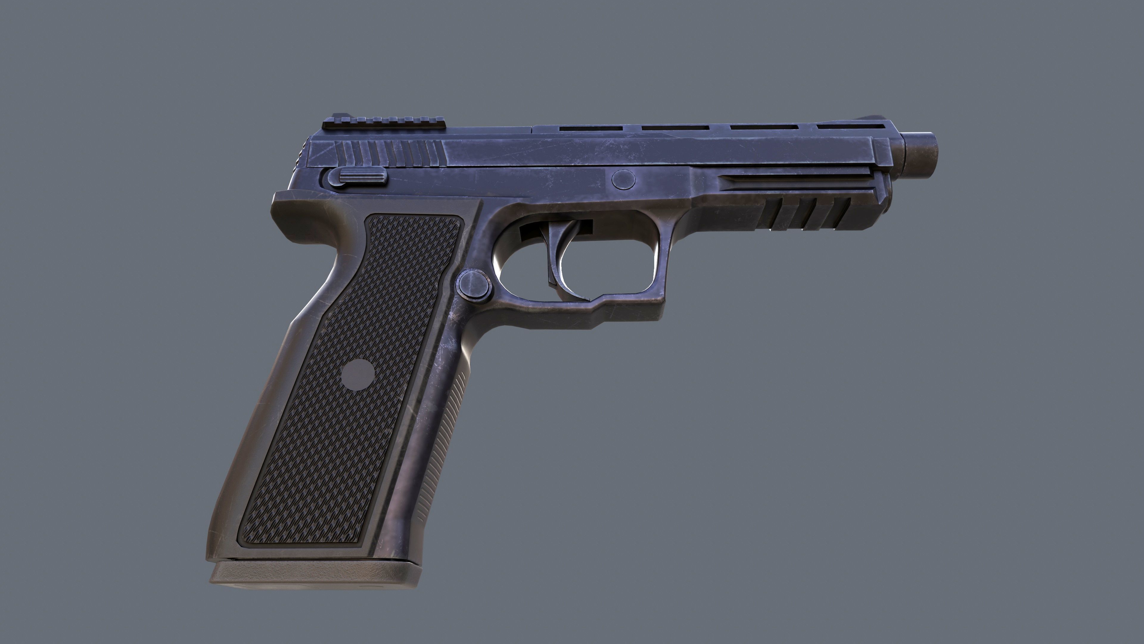 3D model Pistol LR2 and Silencer Unmarked Bluing VR / AR / low-poly ...