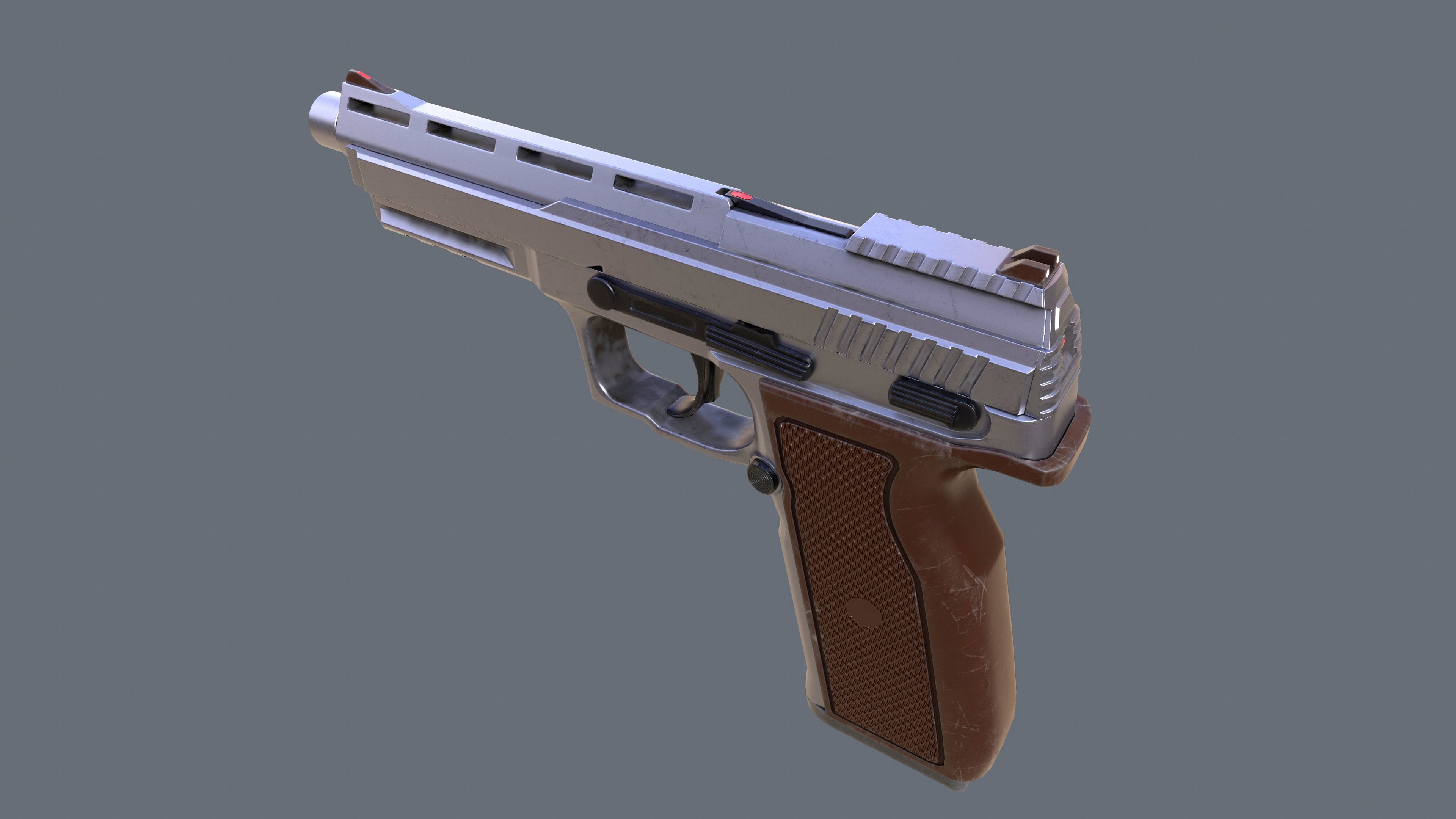 3D model Pistol LR2 Stainless and Holster Unmarked VR / AR / low-poly ...