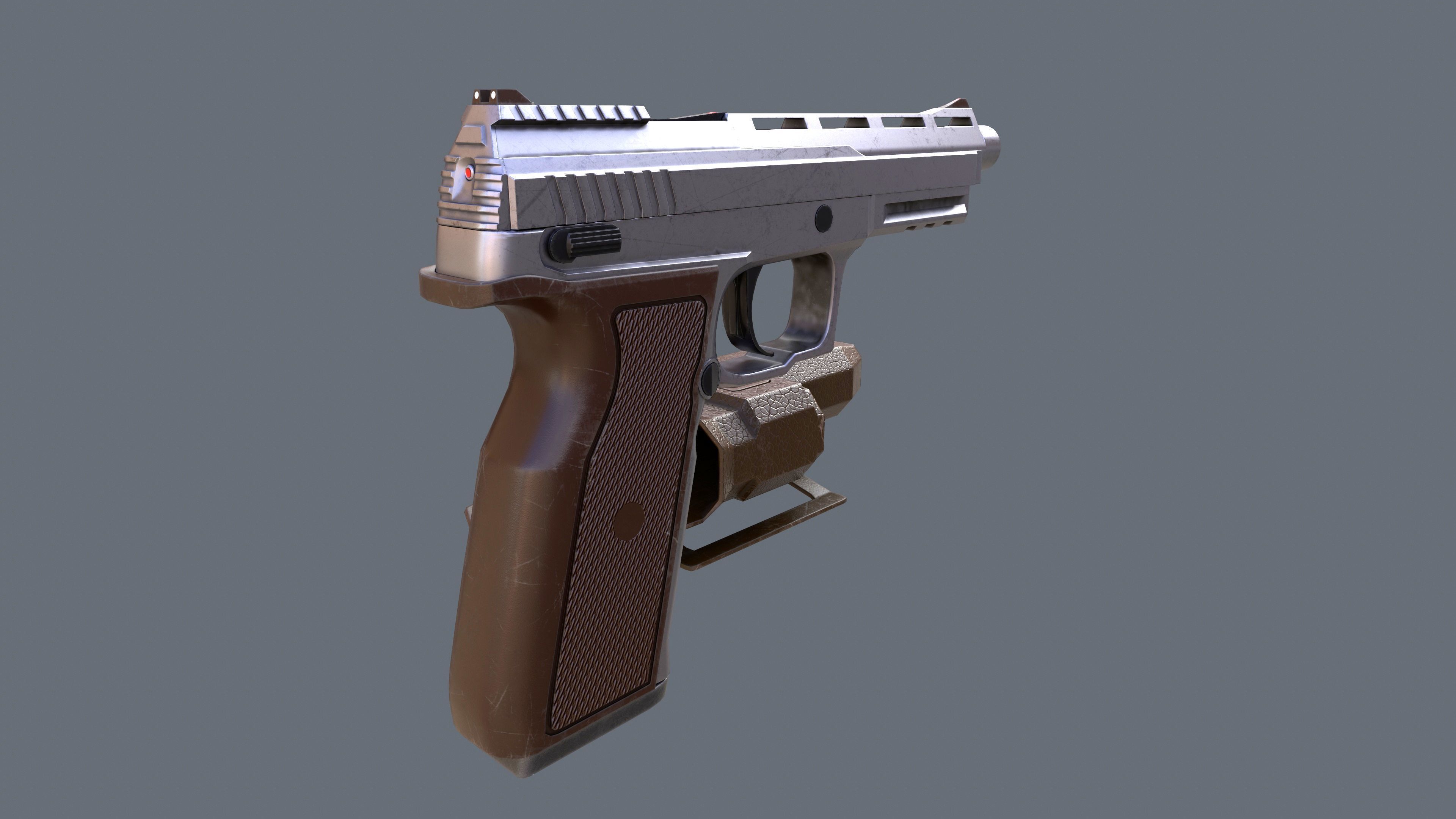 3D model Pistol LR2 Stainless and Holster Unmarked VR / AR / low-poly ...