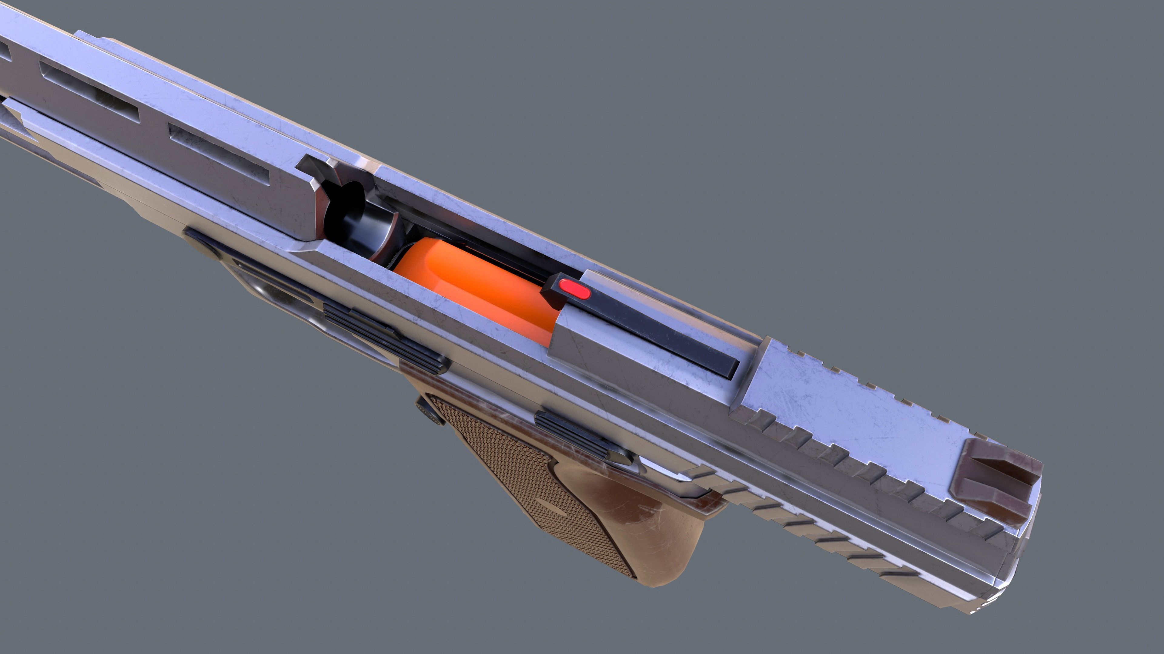 3D model Pistol LR2 Stainless and Holster Unmarked VR / AR / low-poly ...