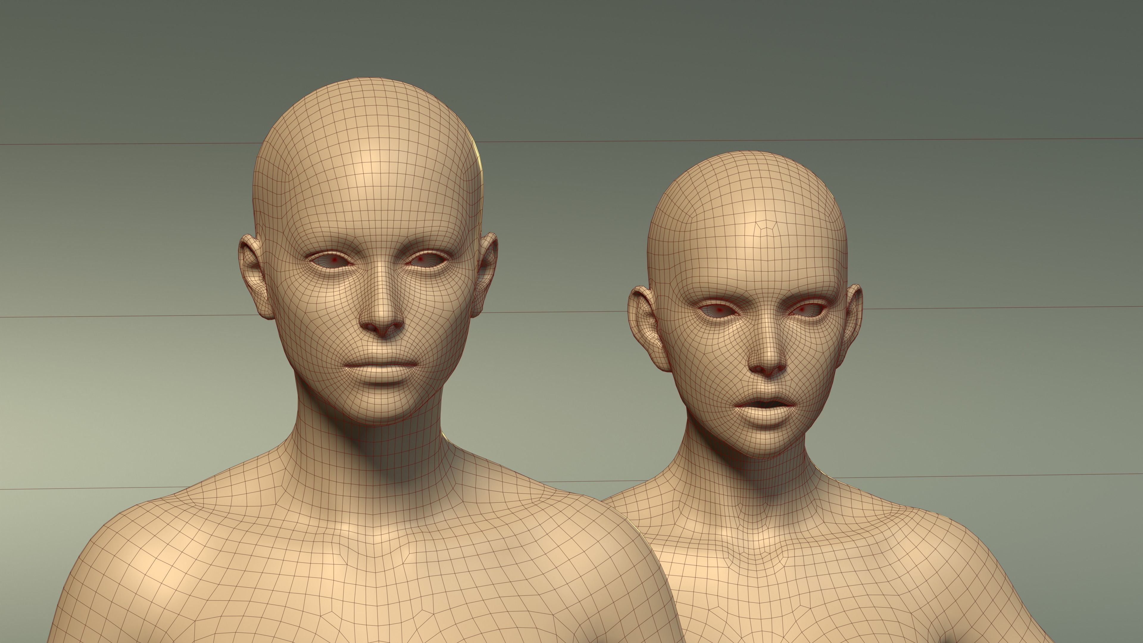 3D model 12 Type Female BaseMesh Game Ready Clean Topology With UV VR ...