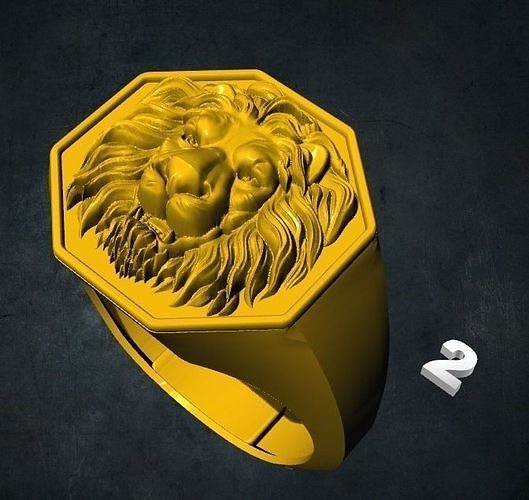 lions ring with lion head 3D model 3D printable | CGTrader